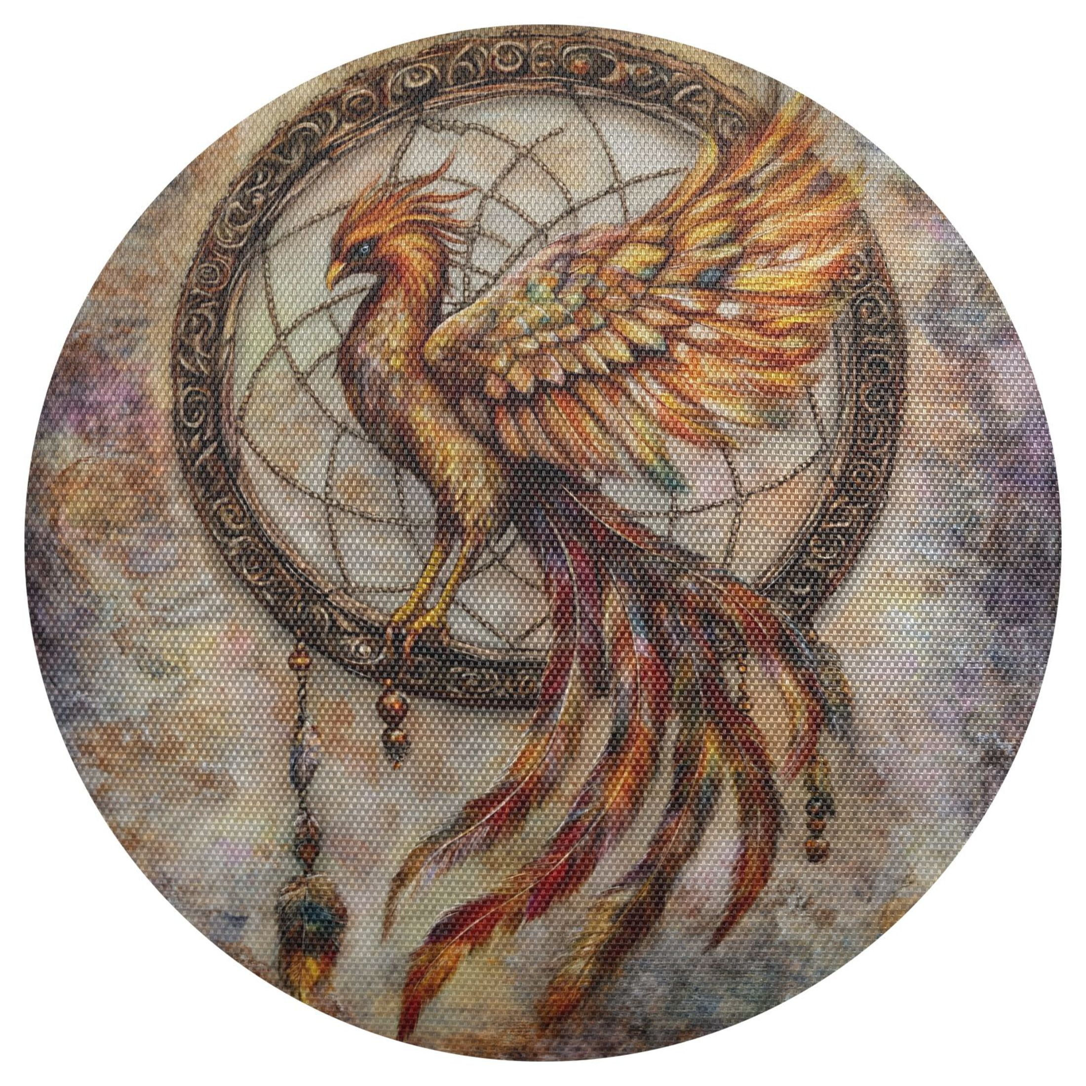 joogoo Retro Phoenix with Feather Round Plate Mats for Dining Table ...