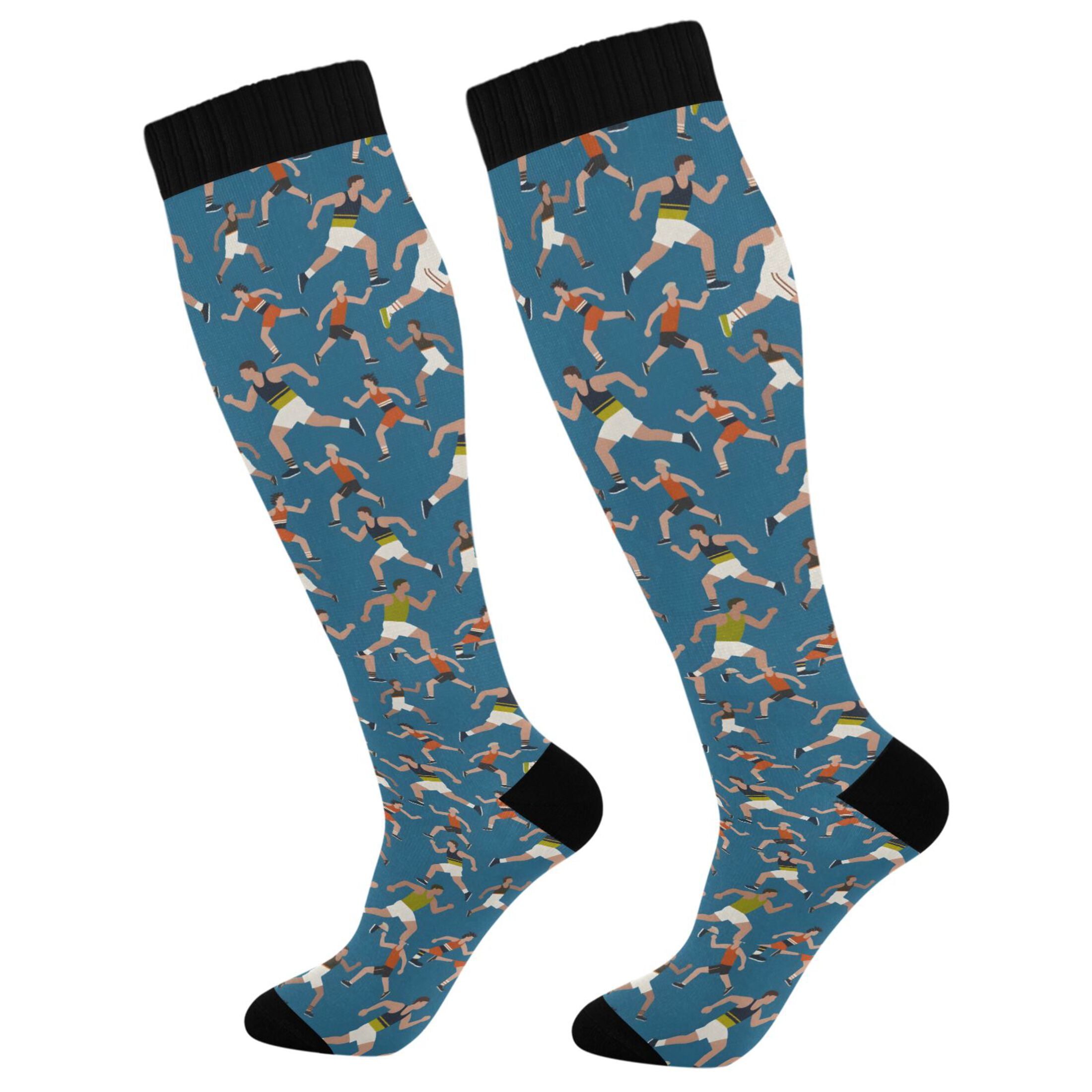 joogoo Runners Blue Compression Socks Women Men Knee High Sock ...