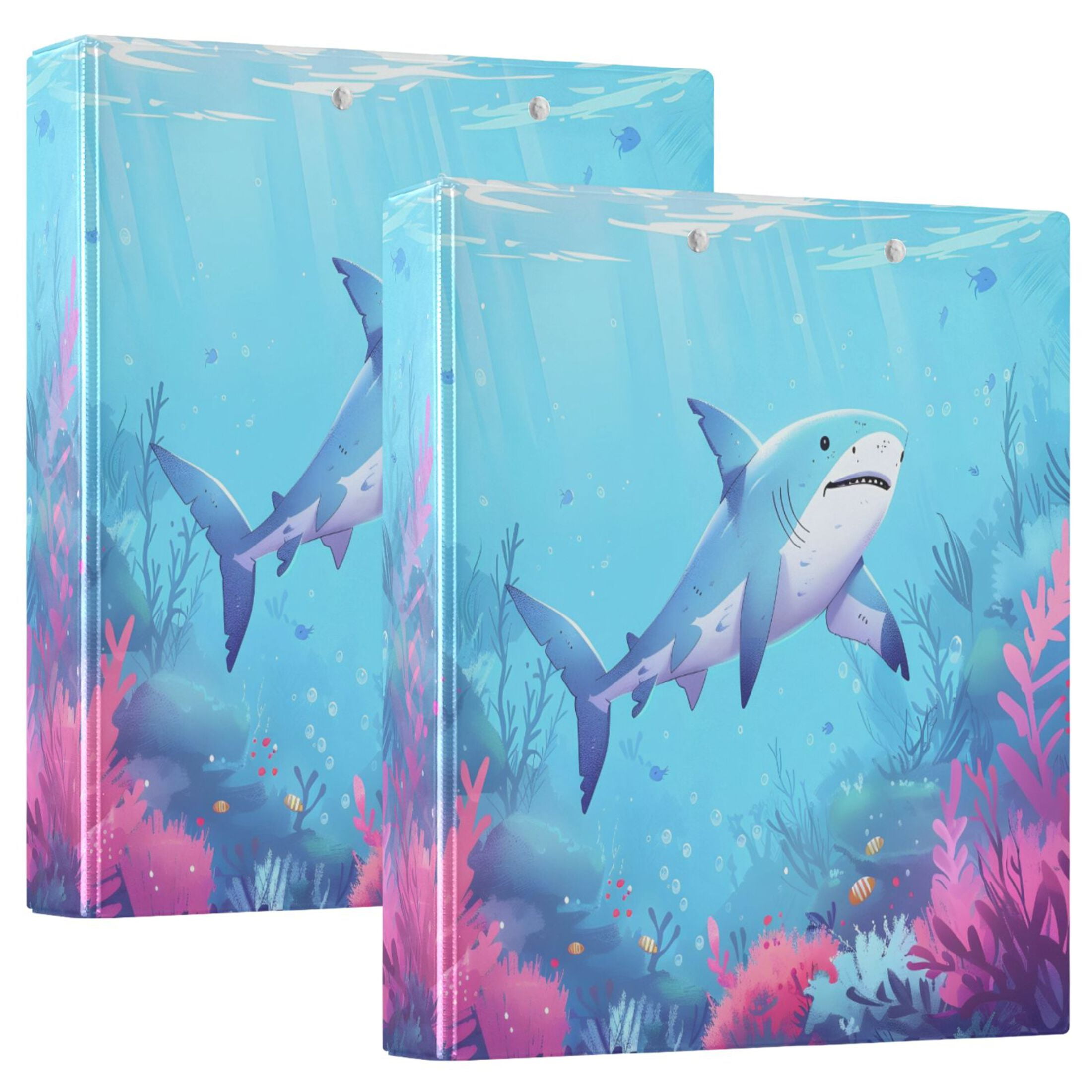 joogoo Shark Coral under Sea Hardcover 3 Ring Binder 1.5" Round Rings ...