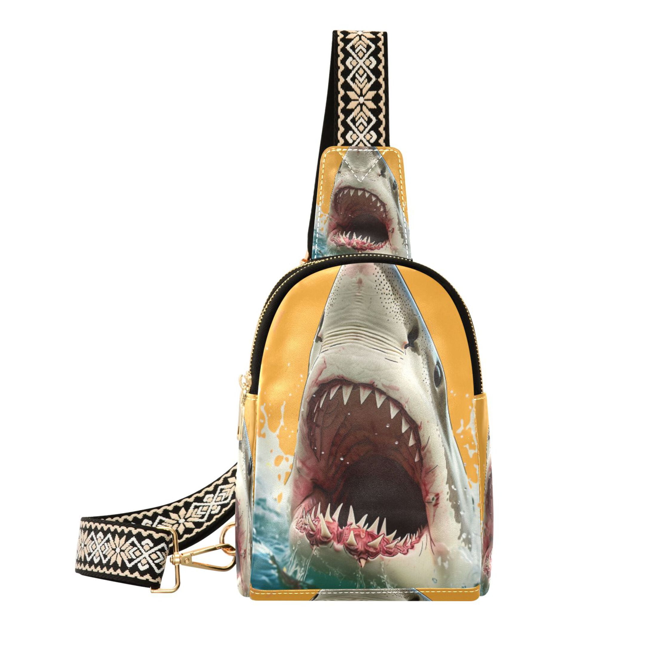 joogoo Shark Mouth Pattern Sling Backpack Crossbody Shoulder Bags Waist ...