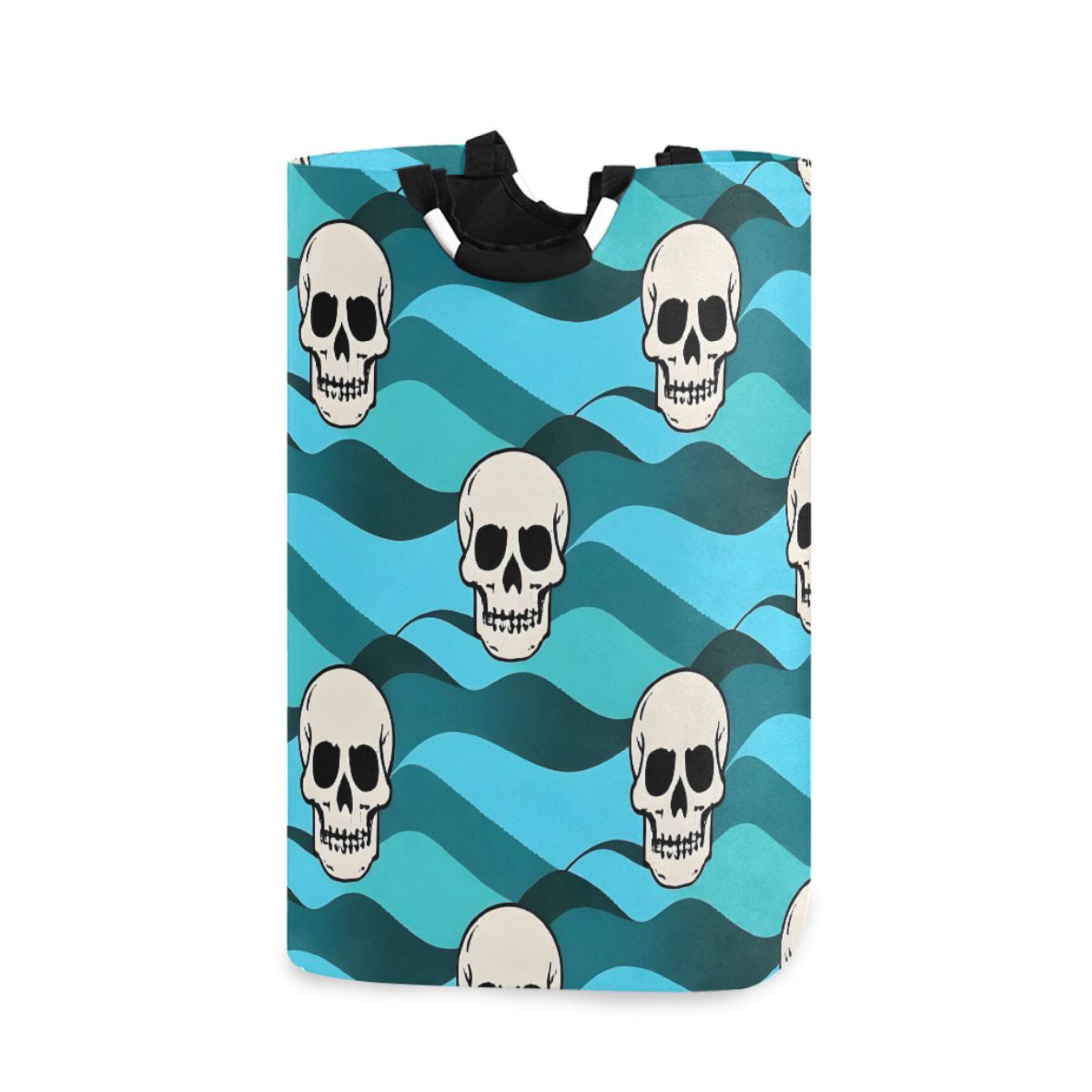 joogoo Skull on Wave Large Storage Basket with Handles Collapsible ...