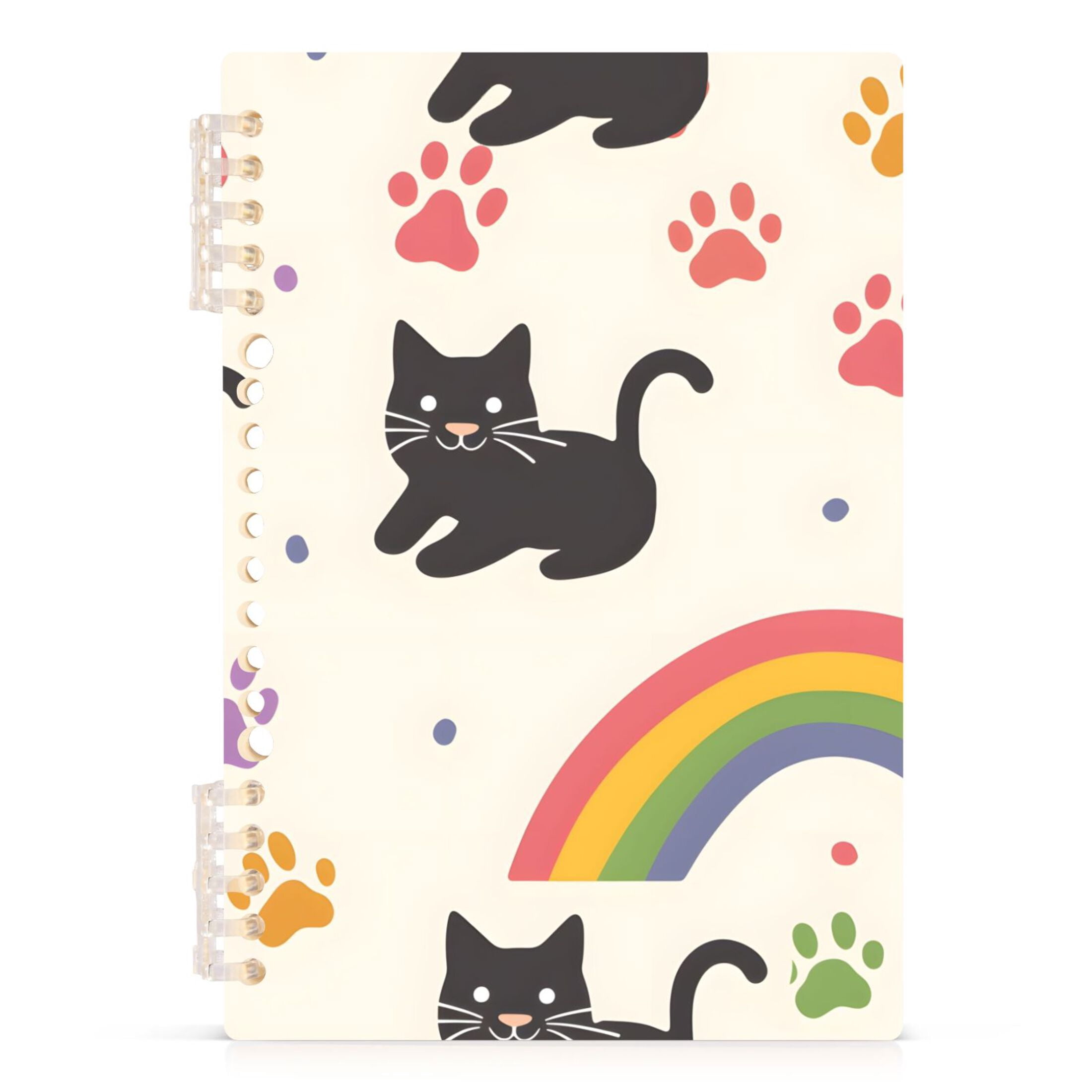 joogoo Spiral Journal Notebook Cat and Rainbow Footprint College Ruled ...