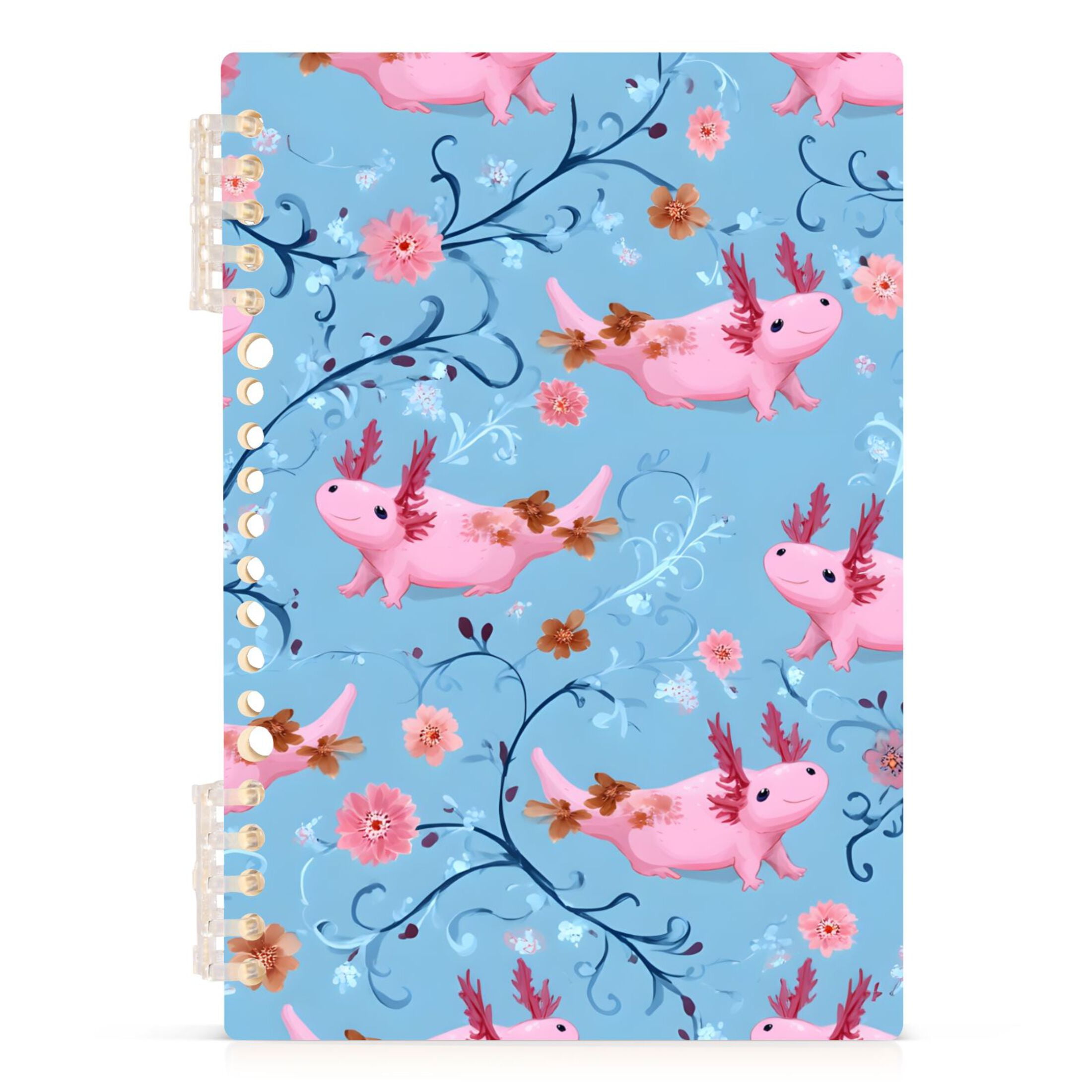 joogoo Spiral Journal Notebook Cute Axolotls Blue College Ruled ...
