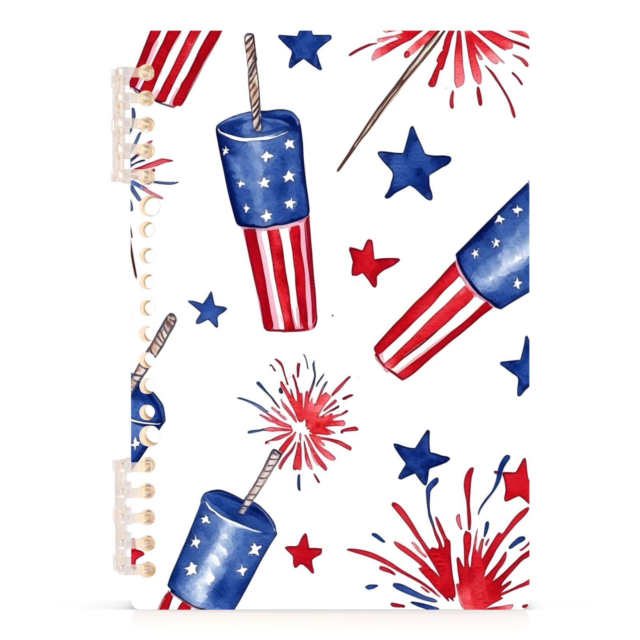 joogoo Spiral Journal Notebook Fireworks American Flag College Ruled ...