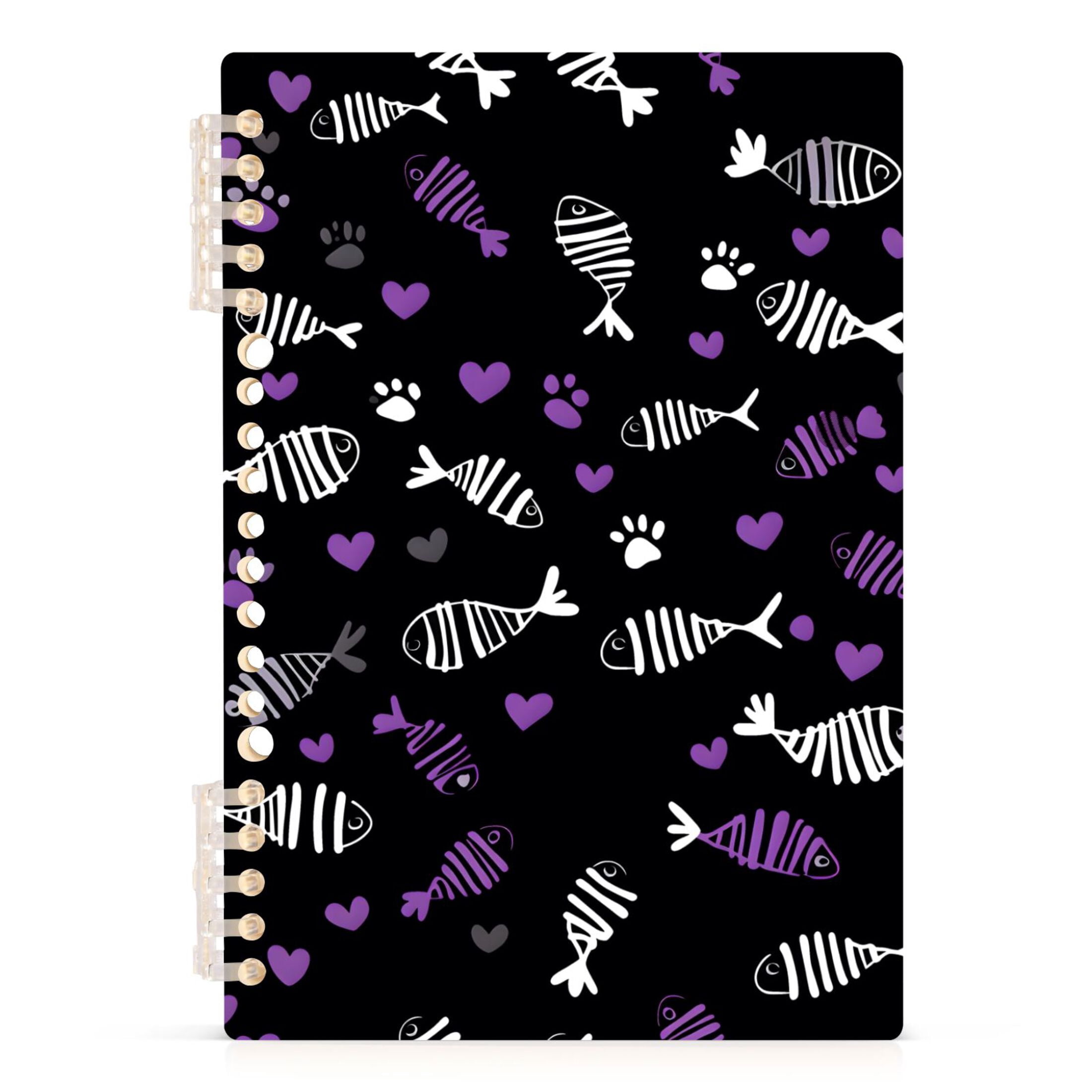 joogoo Spiral Journal Notebook Fish Bone Hearts College Ruled Notebooks ...