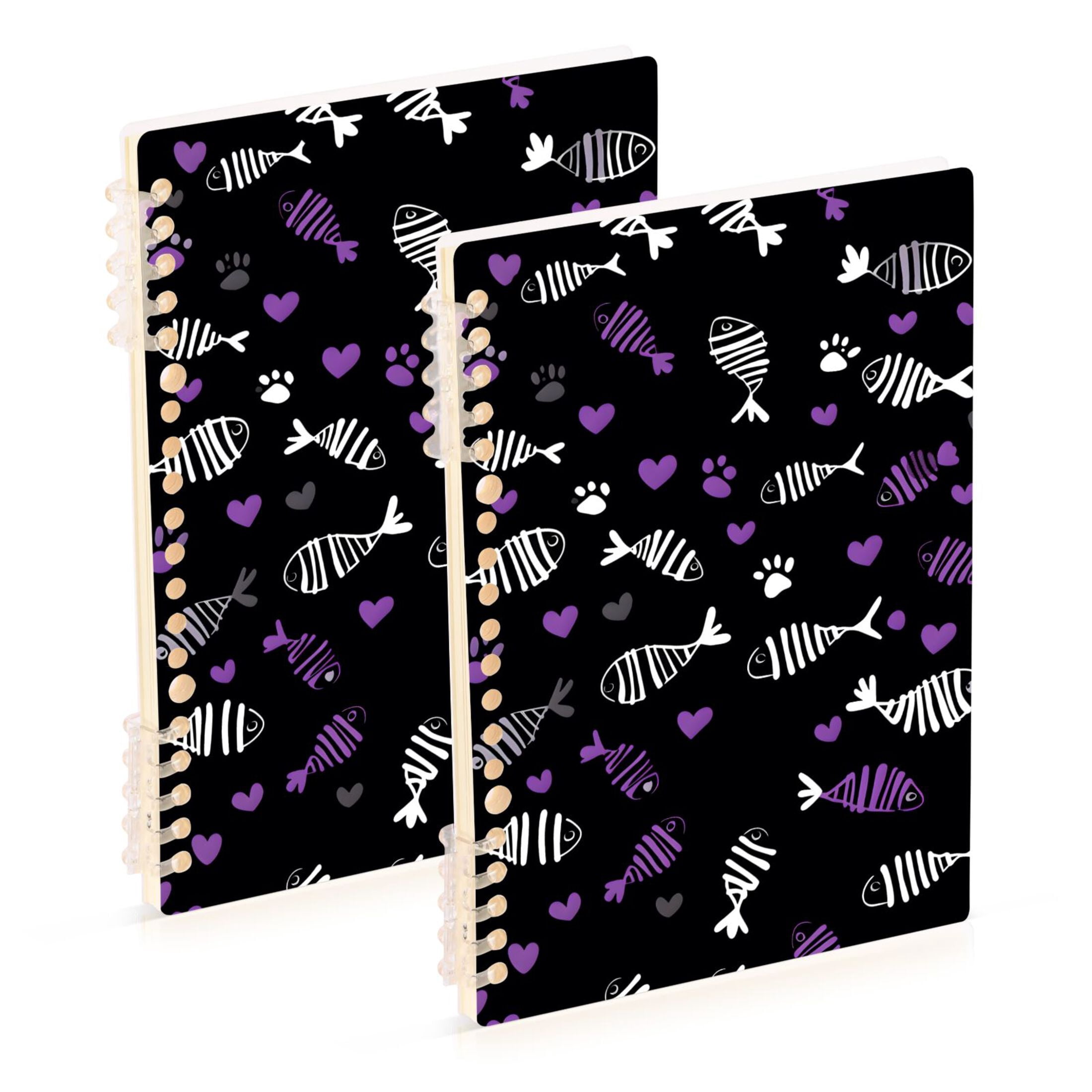 joogoo Spiral Journal Notebook Fish Bone Hearts College Ruled Notebooks ...