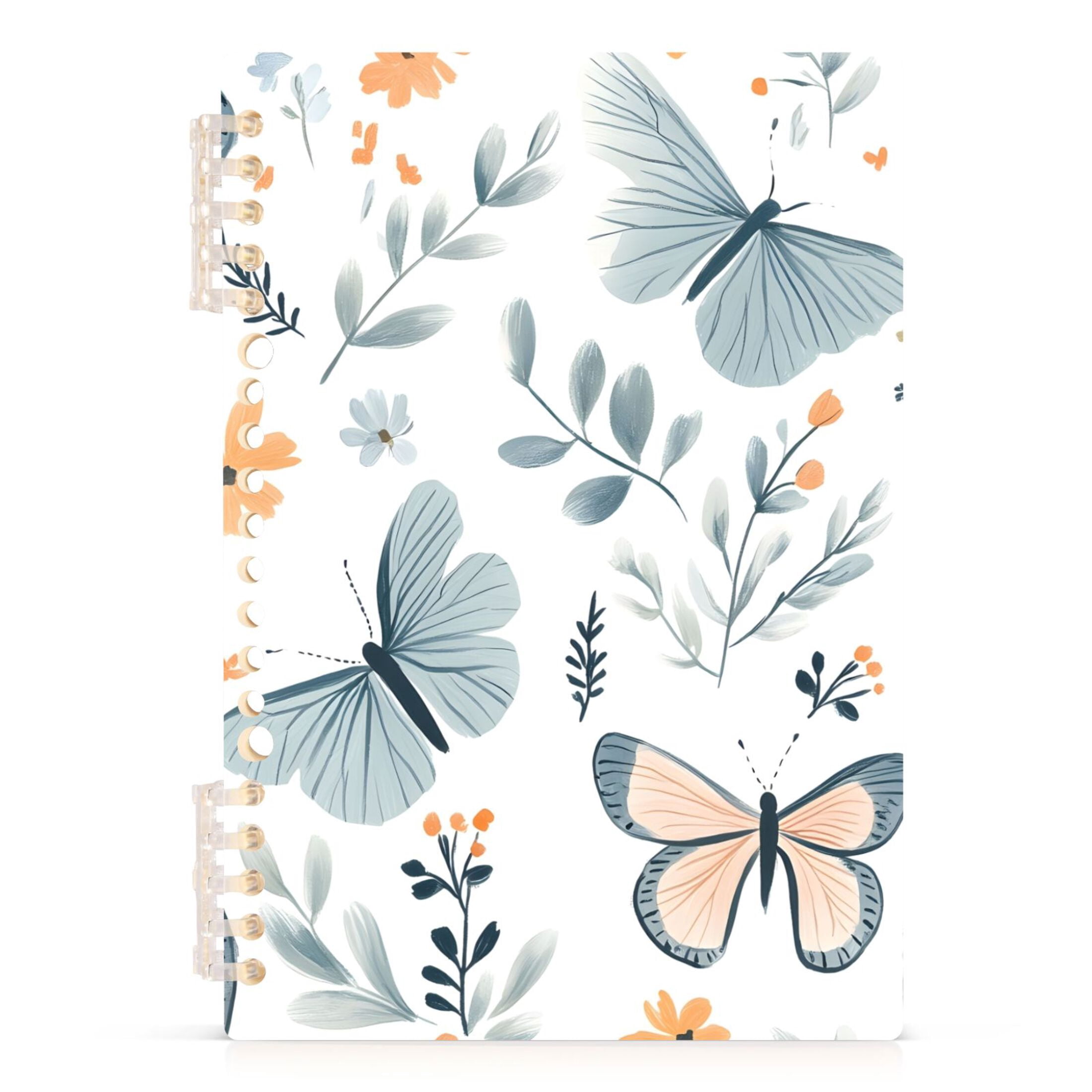 joogoo Spiral Journal Notebook Hand Drawn Floral Butterfly College ...