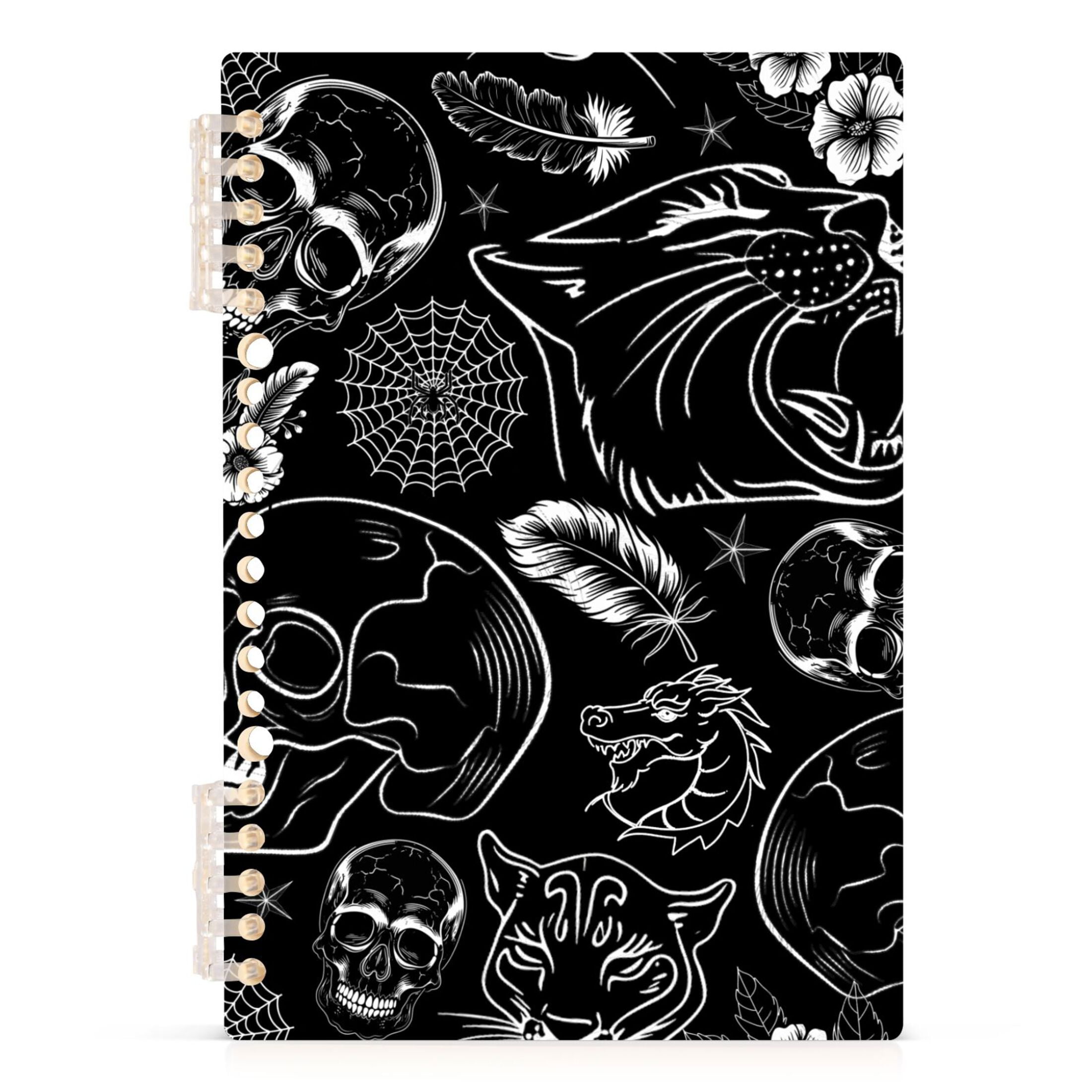 joogoo Spiral Journal Notebook Tattoo Skeletons Skulls College Ruled ...