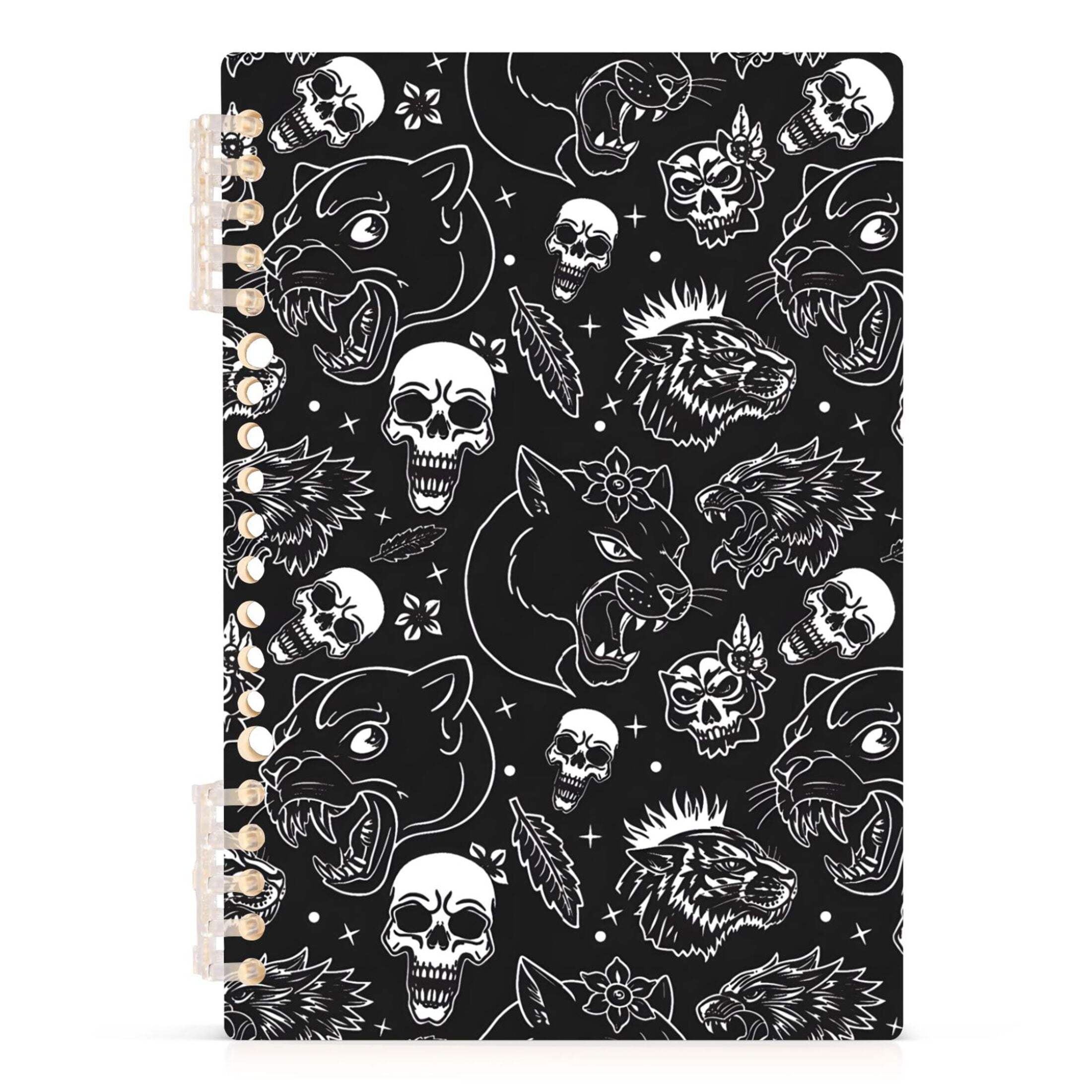 joogoo Spiral Journal Notebook Tattoo Skeletons Tigers College Ruled ...