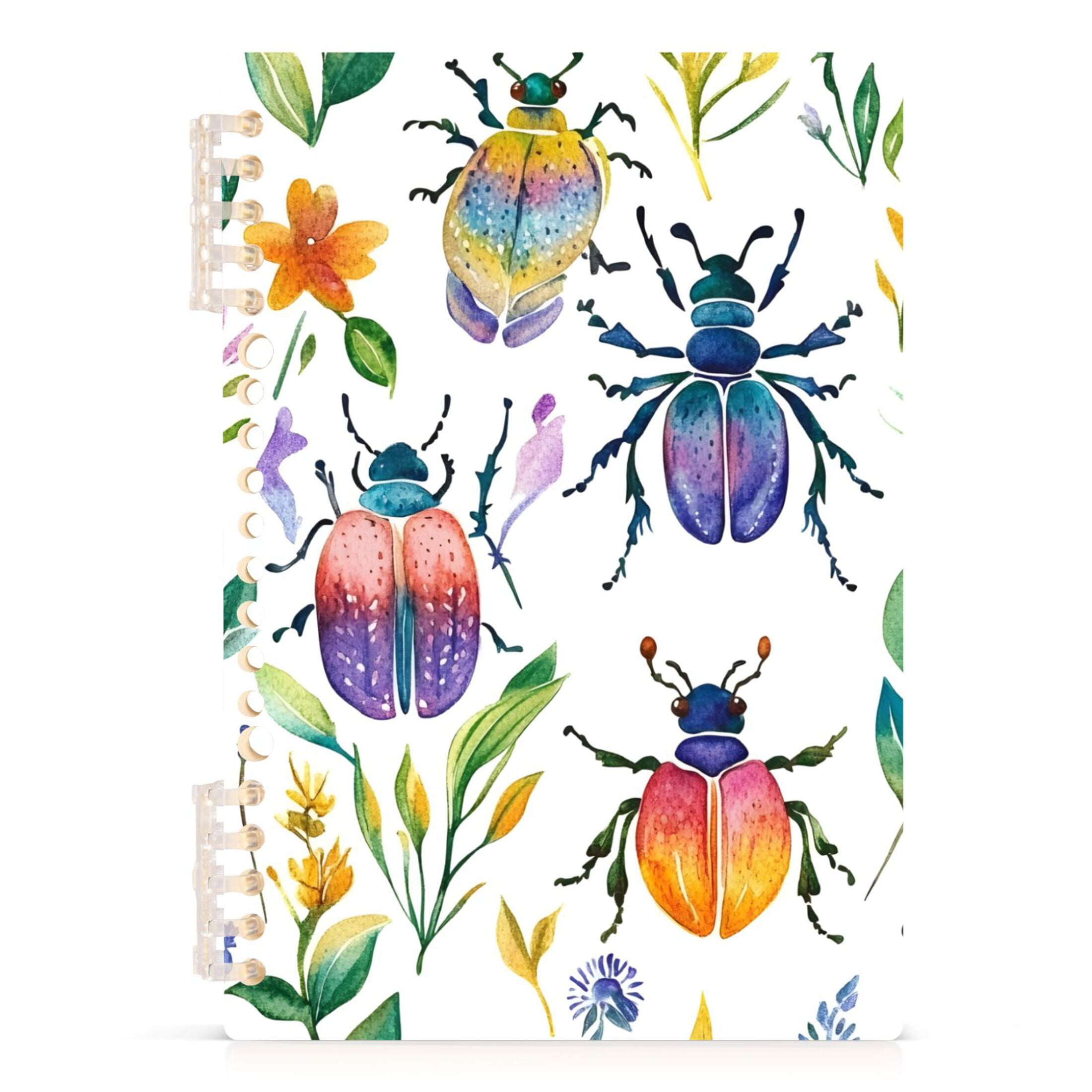joogoo Spiral Journal Notebook Watercolor Ladybugs Leaves College Ruled ...