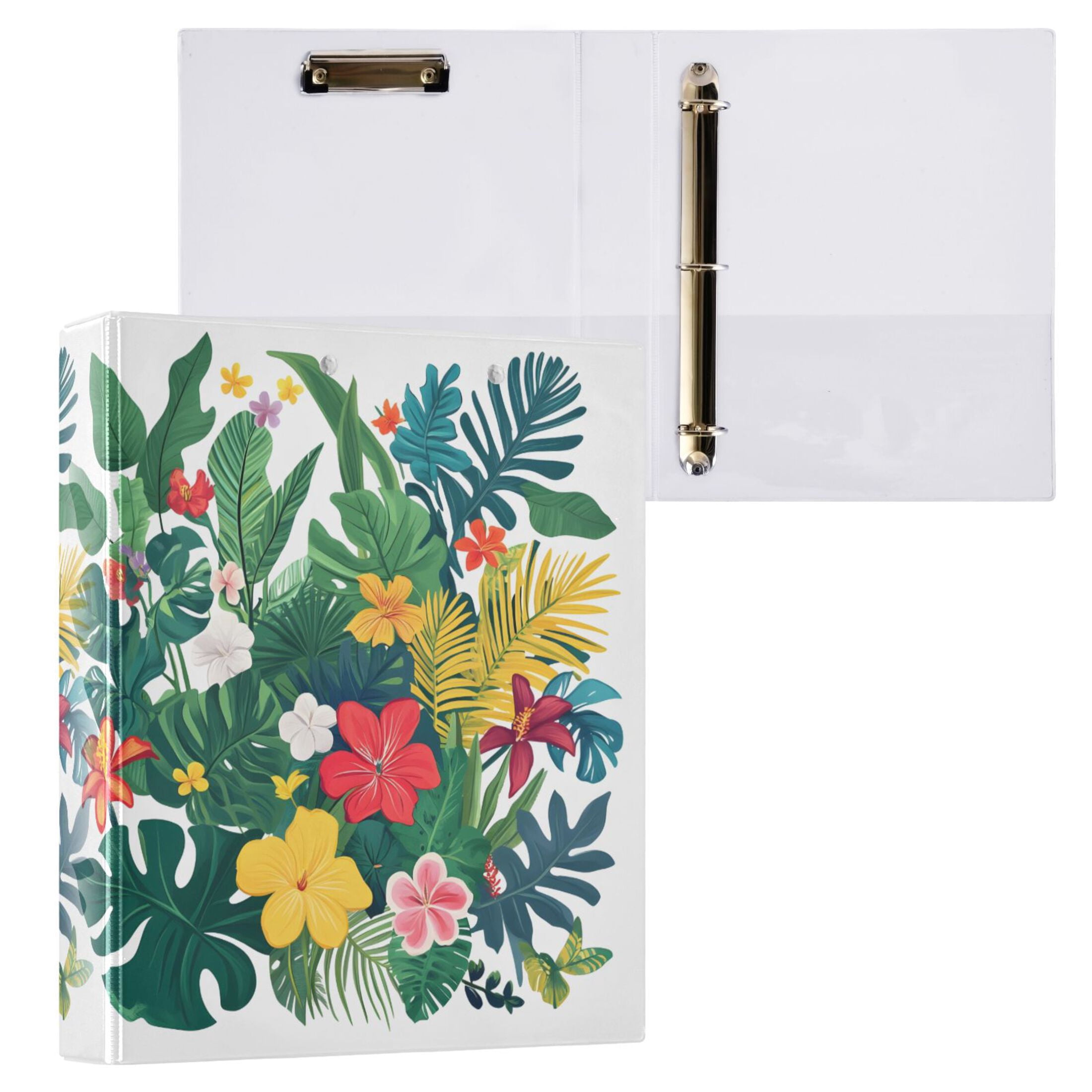 joogoo Summer Flower Hardcover 3 Ring Binder 1.5" Round Rings Interior ...