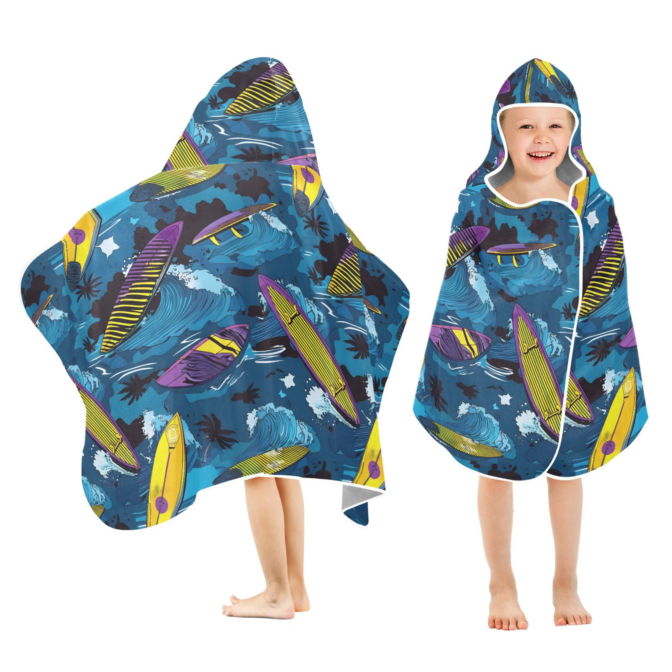 joogoo Surfboard Wave Kids Hooded Beach Towel Baby Bath Towel 23.5"x50 ...