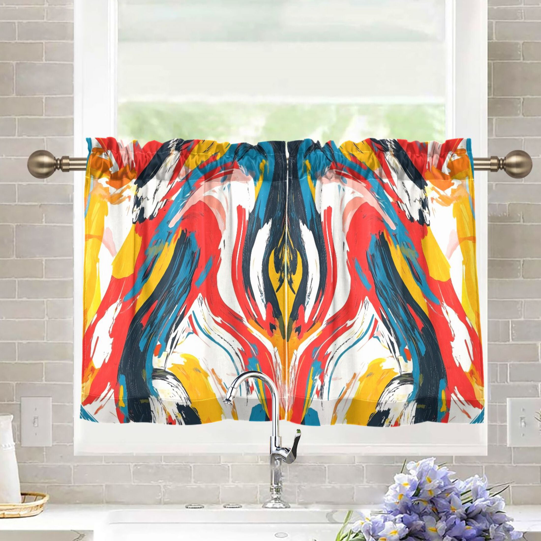 joogoo Texture Abstract Pattern Curtains Sets Half Window Cafe ...