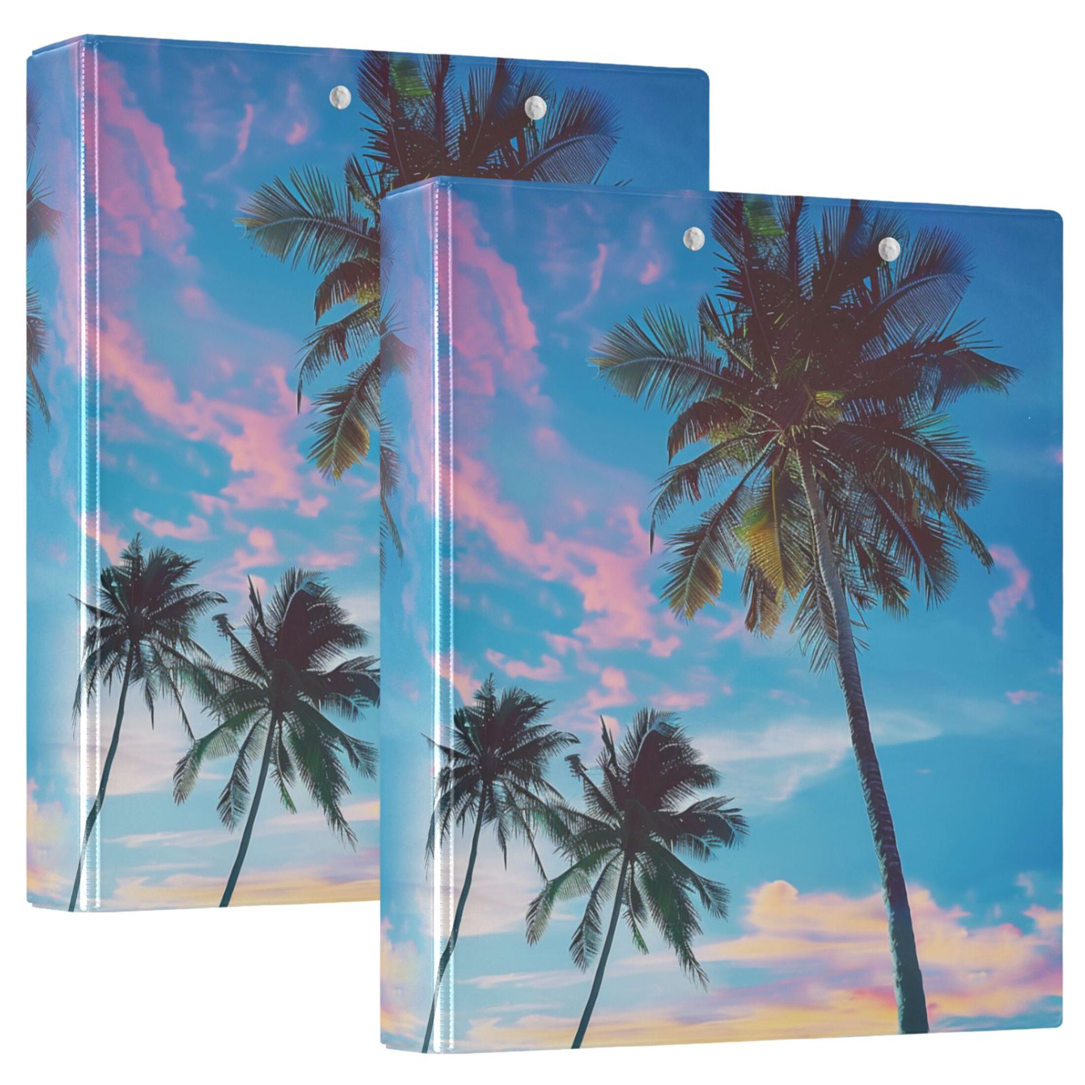 joogoo Tropical Palm Tree and Sky Hardcover 3 Ring Binder 1.5" Round ...