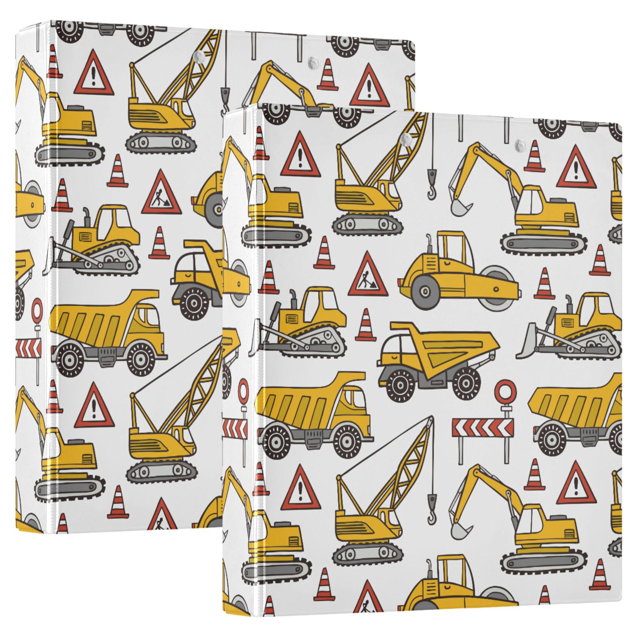 joogoo Truck Excavator Car Yellow Hardcover 3 Ring Binder 1.5" Round ...