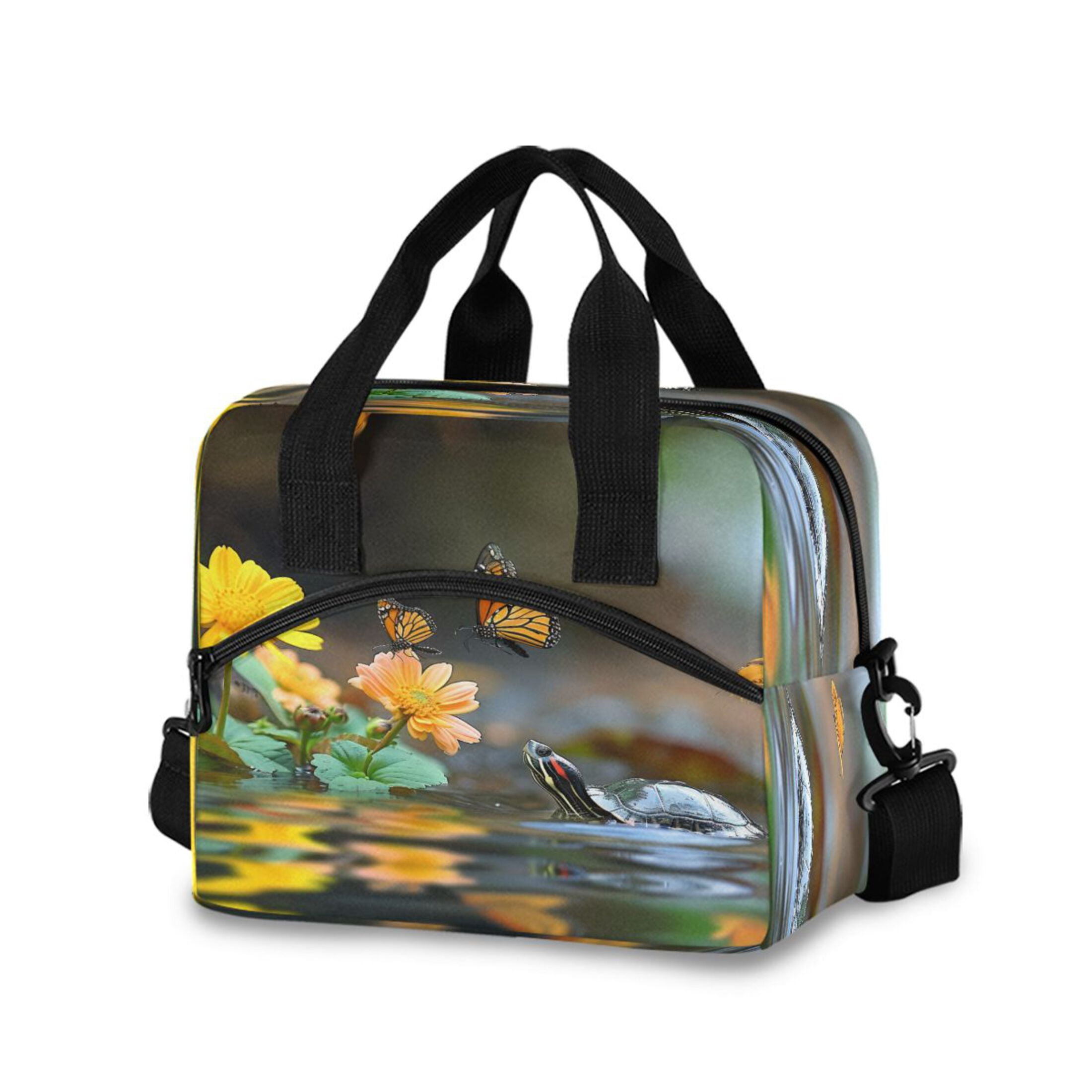 joogoo Turtle in Sea Floral Butterfly Insulated Lunch Bags Reusable ...