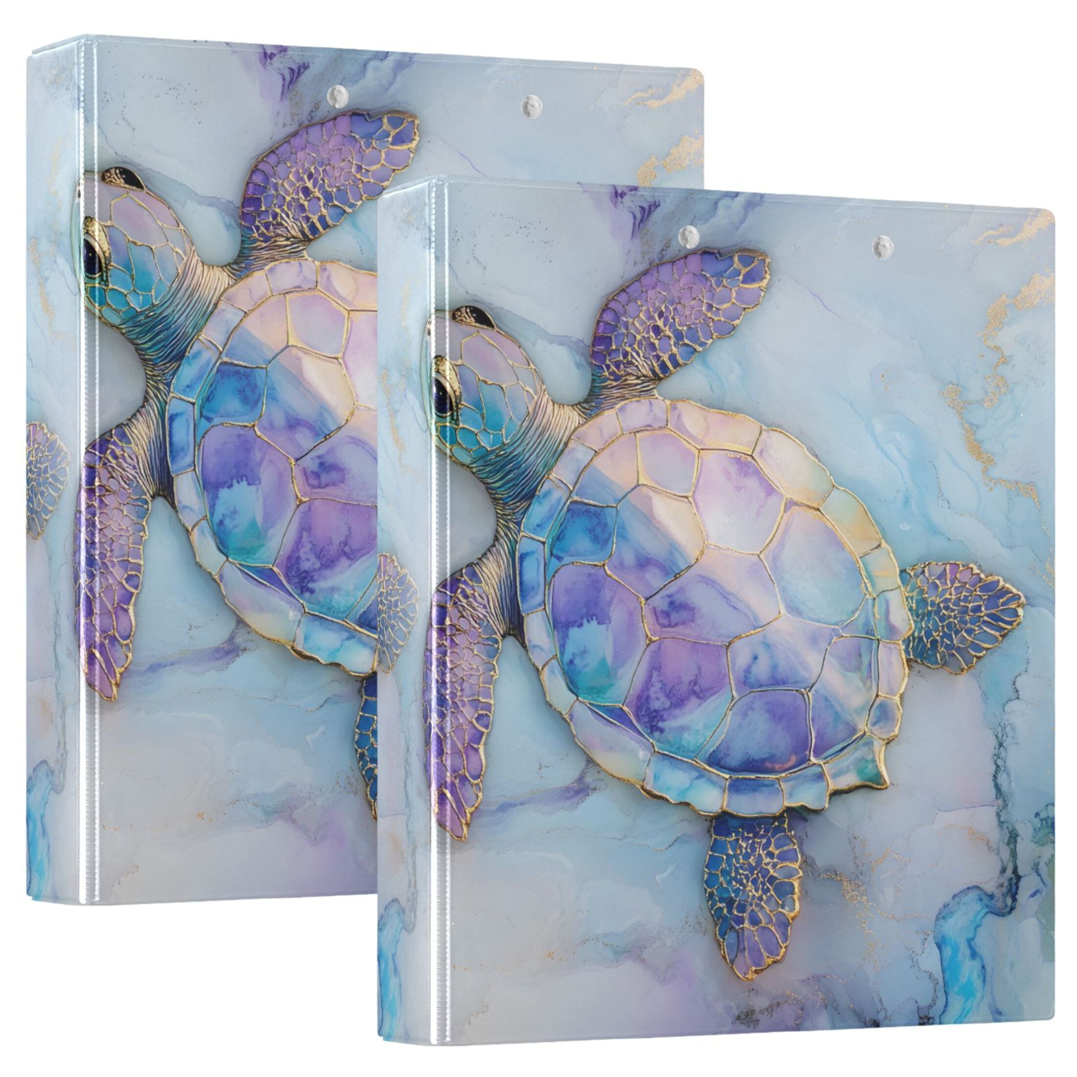 joogoo Turtle on Marble Hardcover 3 Ring Binder 1.5" Round Rings ...