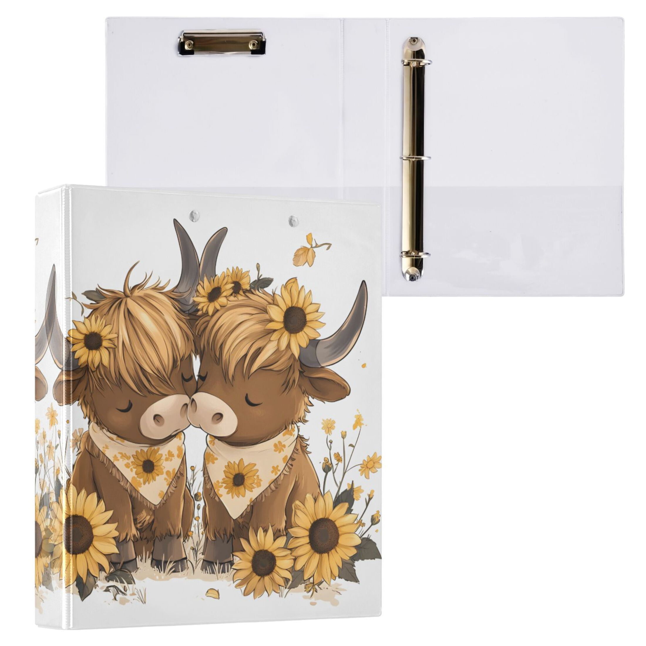 joogoo Two Highland Cattle Hardcover 3 Ring Binder 1.5" Round Rings ...