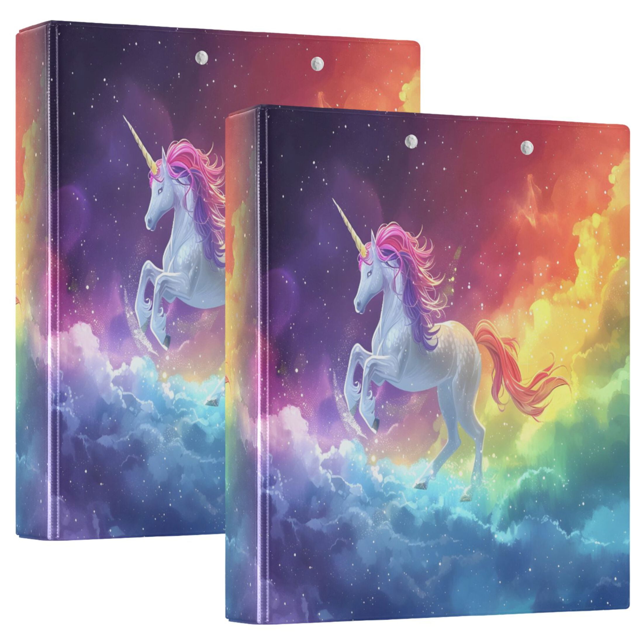 joogoo Unicorn Running on Rainbow Hardcover 3 Ring Binder 1.5" Round ...