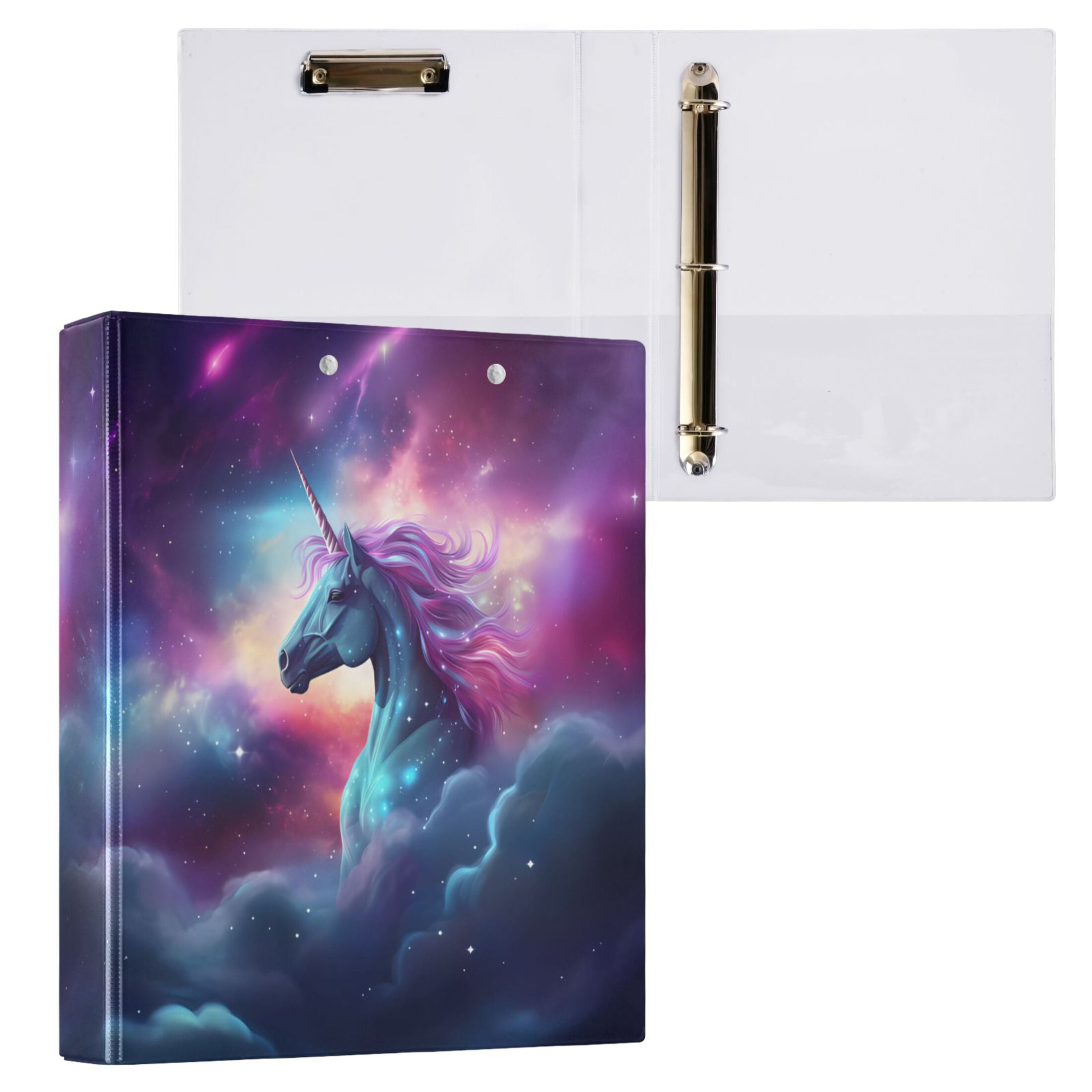joogoo Unicorn in Sky Hardcover 3 Ring Binder 1.5" Round Rings Interior ...