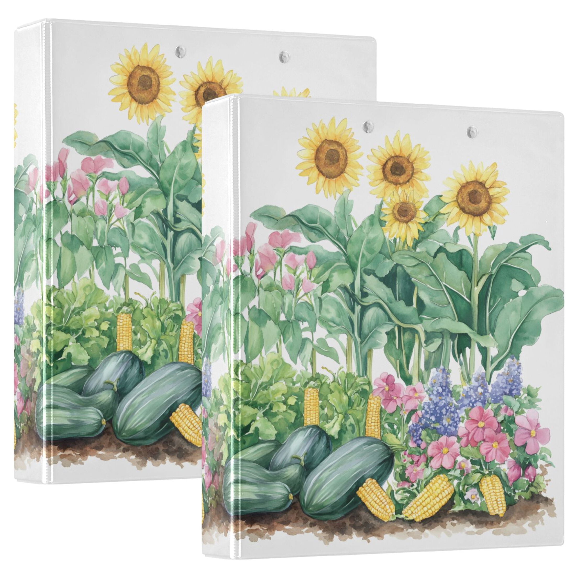 joogoo Vegetable Sunflower Hardcover 3 Ring Binder 1.5" Round Rings ...