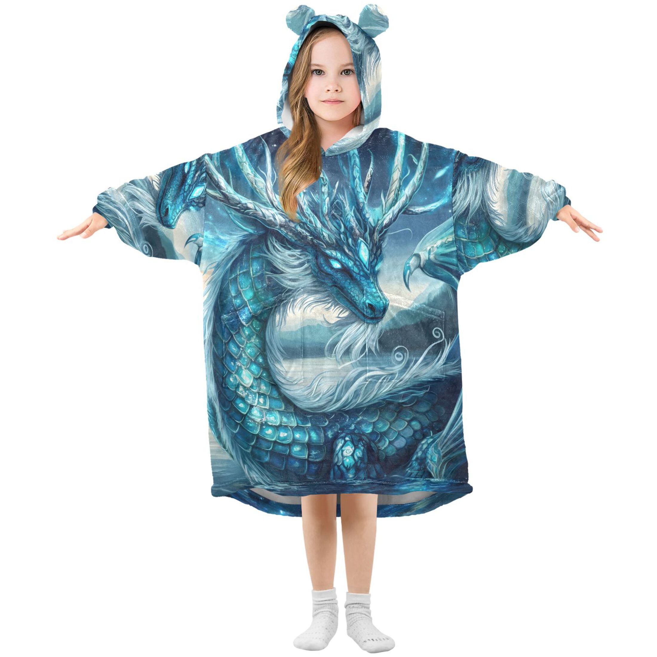 joogoo Wearable Blanket Hoodie Neon Dragon Scales for Flannel Sherpa ...