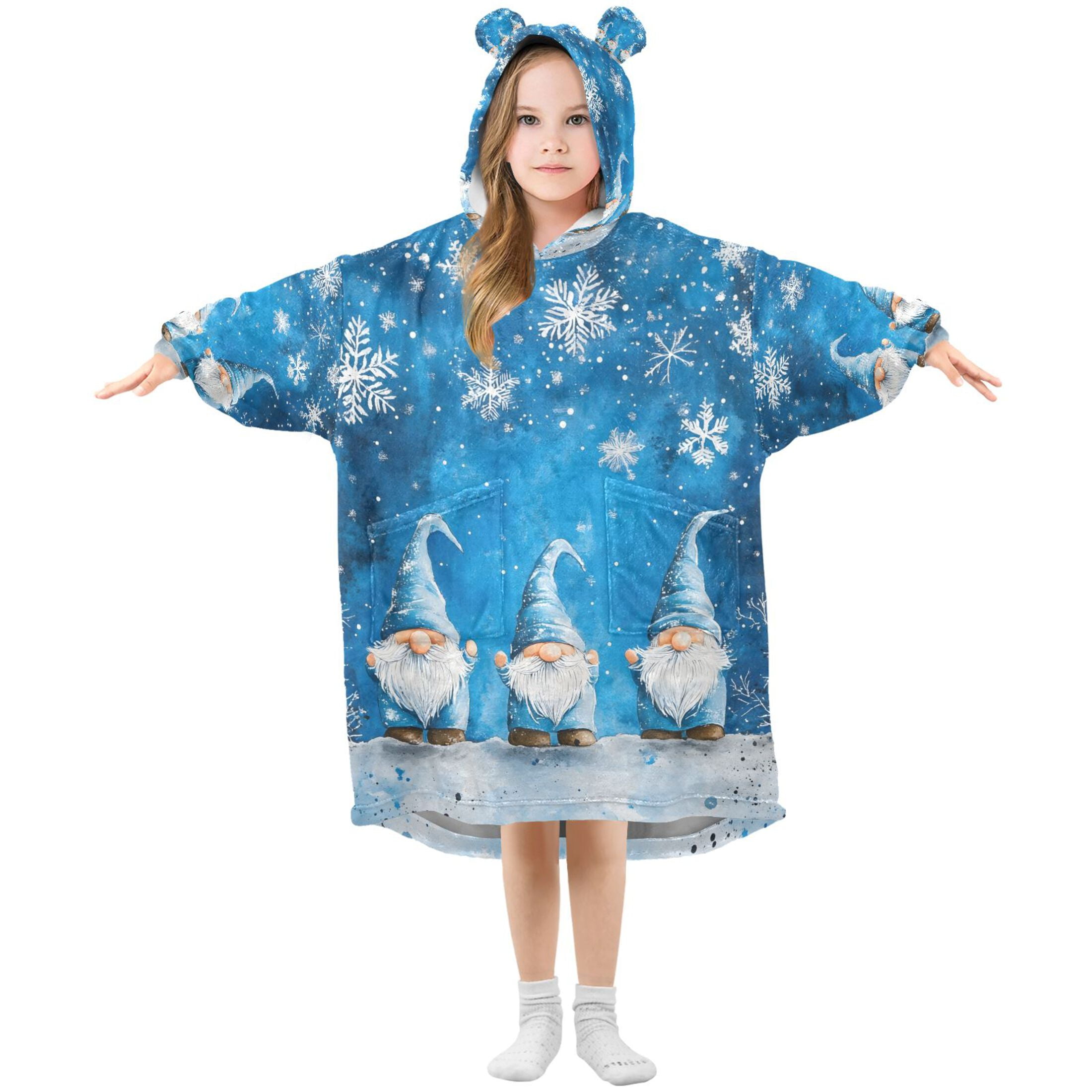 joogoo Wearable Blanket Hoodie for Kids Gnome in Winter Snowflake ...