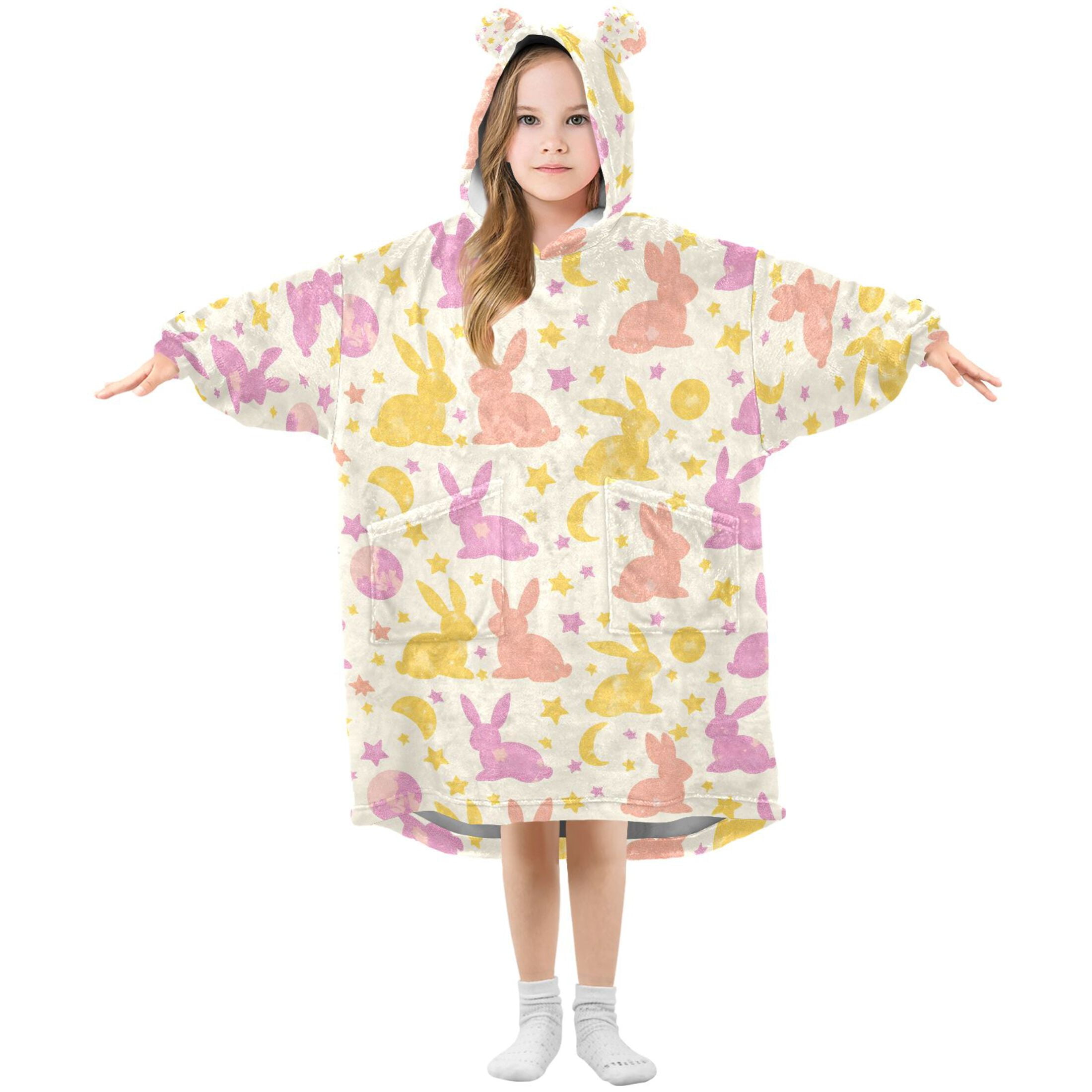 joogoo Wearable Blanket Hoodie for Moon Rabbits Stars Oversized Sherpa ...
