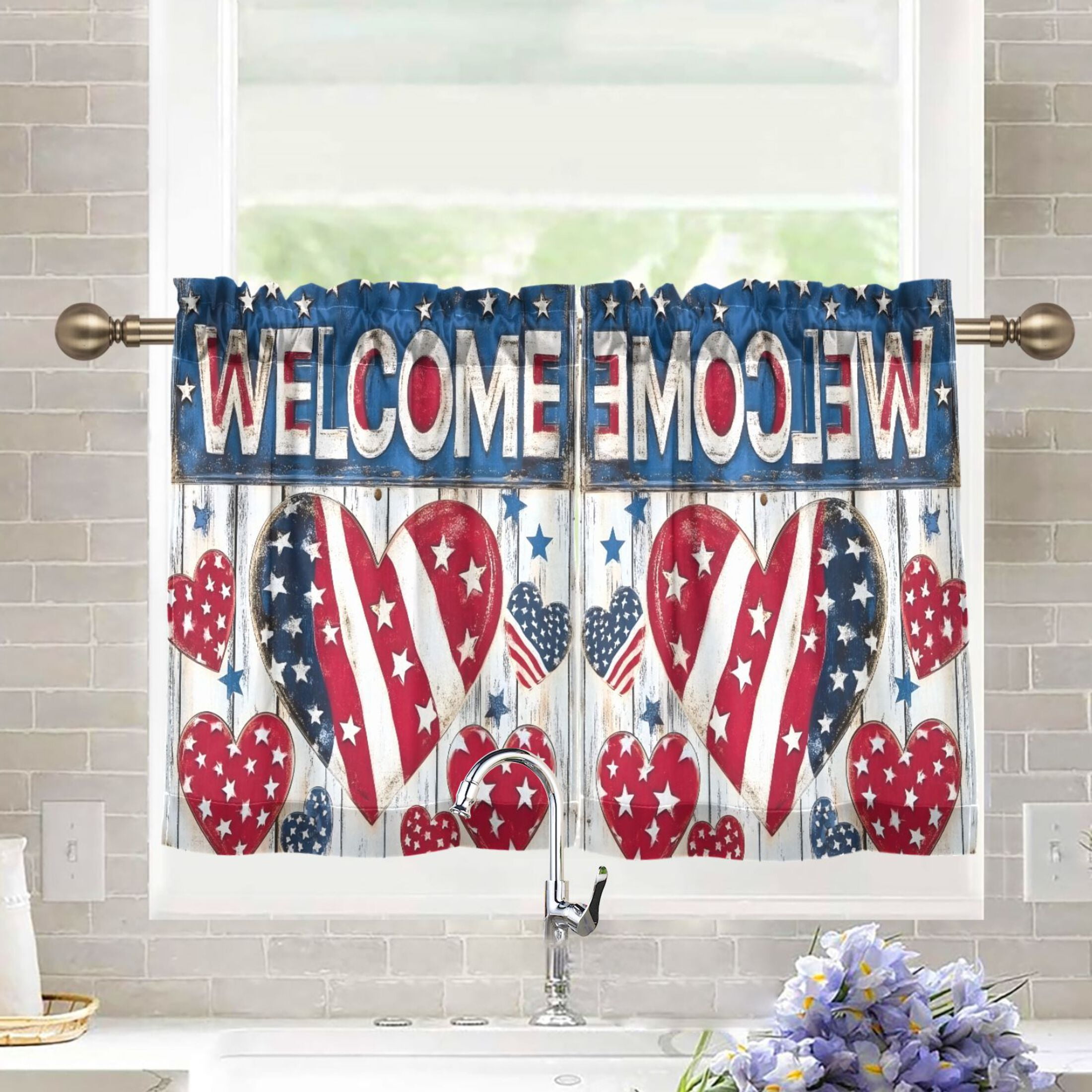 joogoo Welcome American Theme Curtains Sets Half Window Cafe Farmhouse ...
