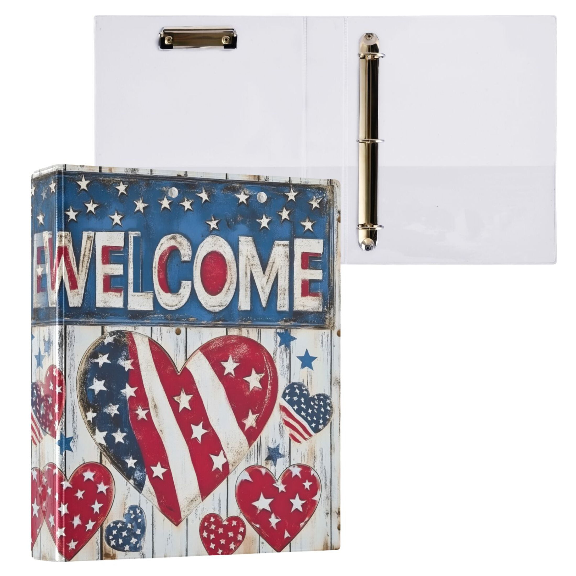 joogoo Welcome American Theme Hardcover 3 Ring Binder 1.5" Round Rings ...