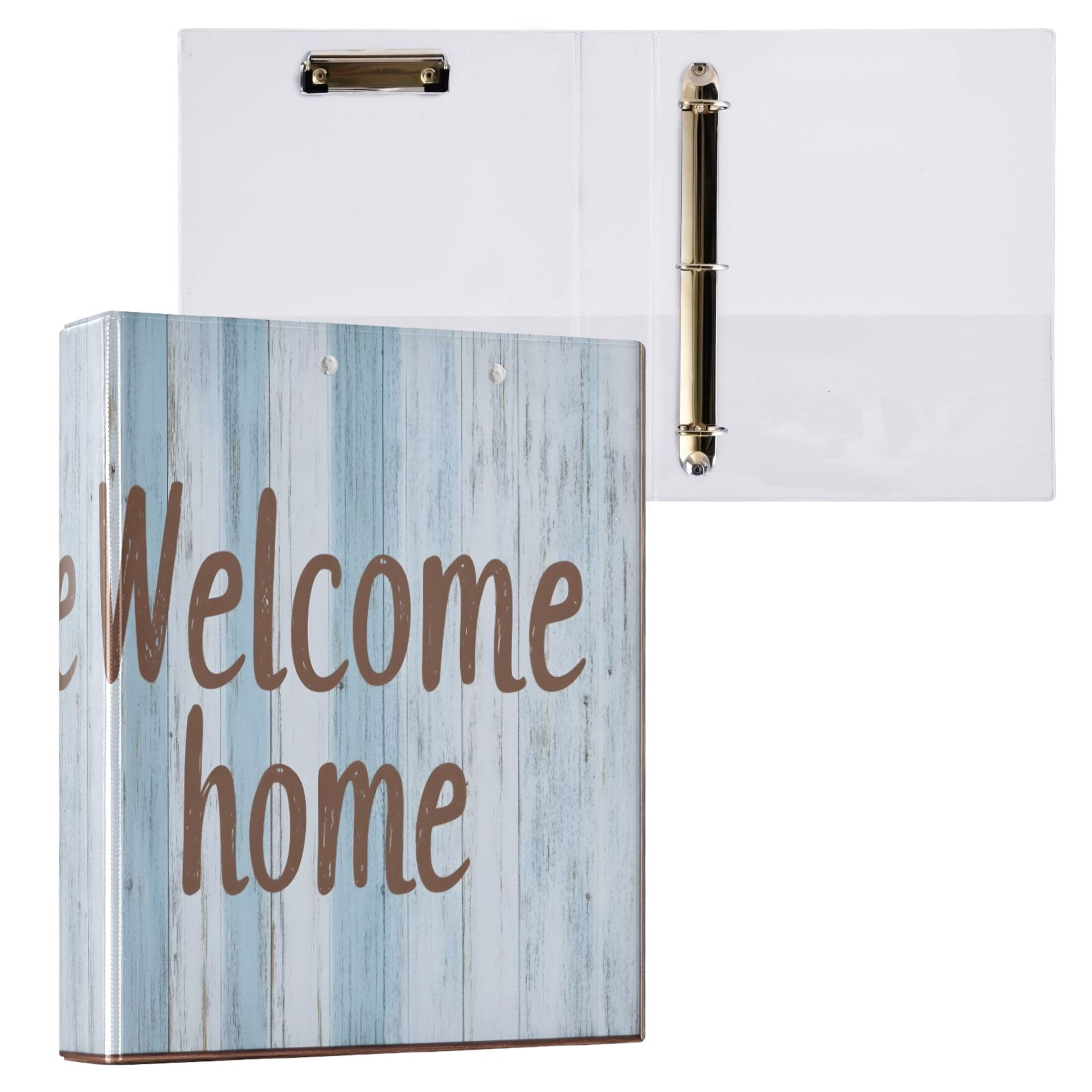 joogoo Welcome Home on Wood Hardcover 3 Ring Binder 1.5" Round Rings ...