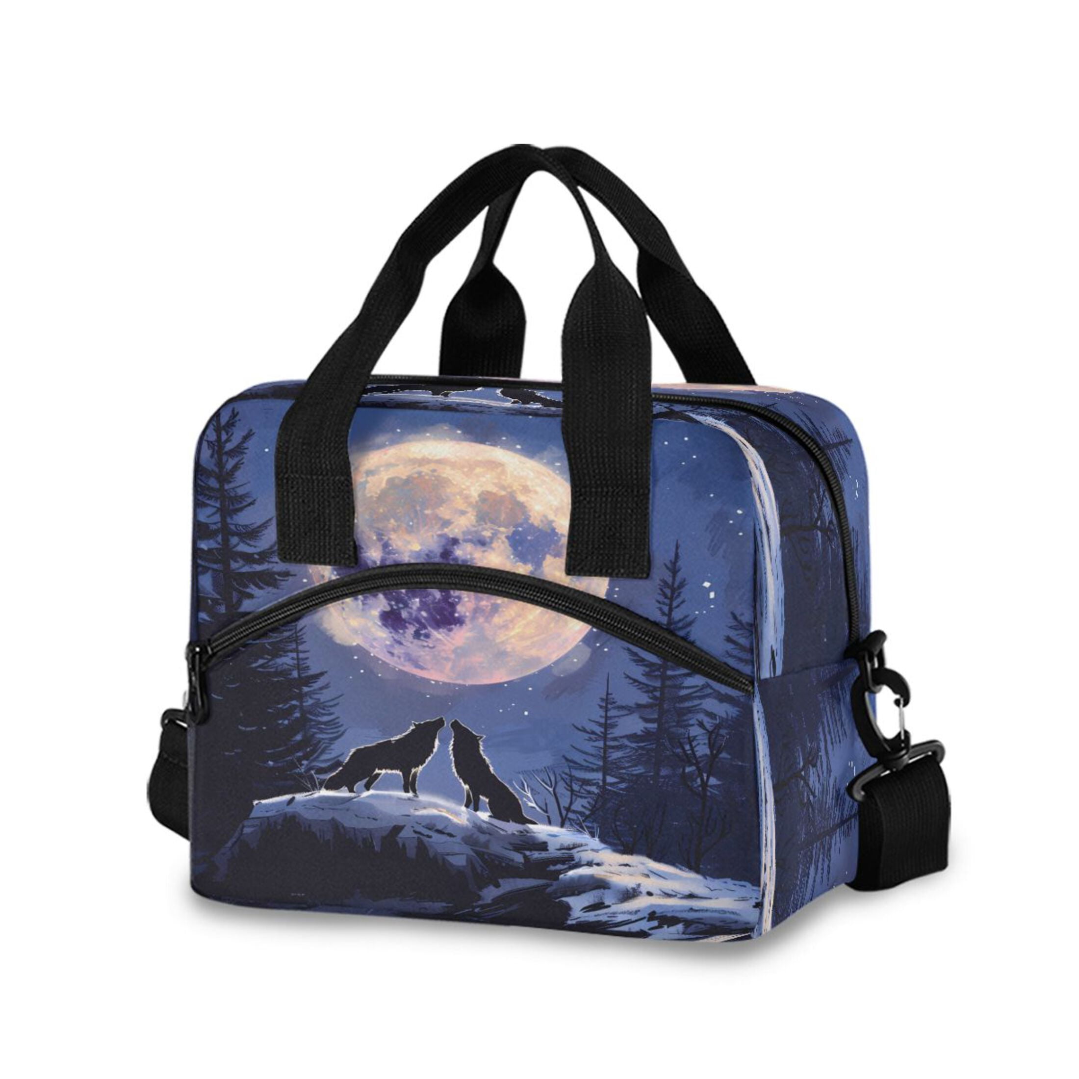 joogoo Wolf and Moon Insulated Lunch Bags Reusable Cooler Box with ...