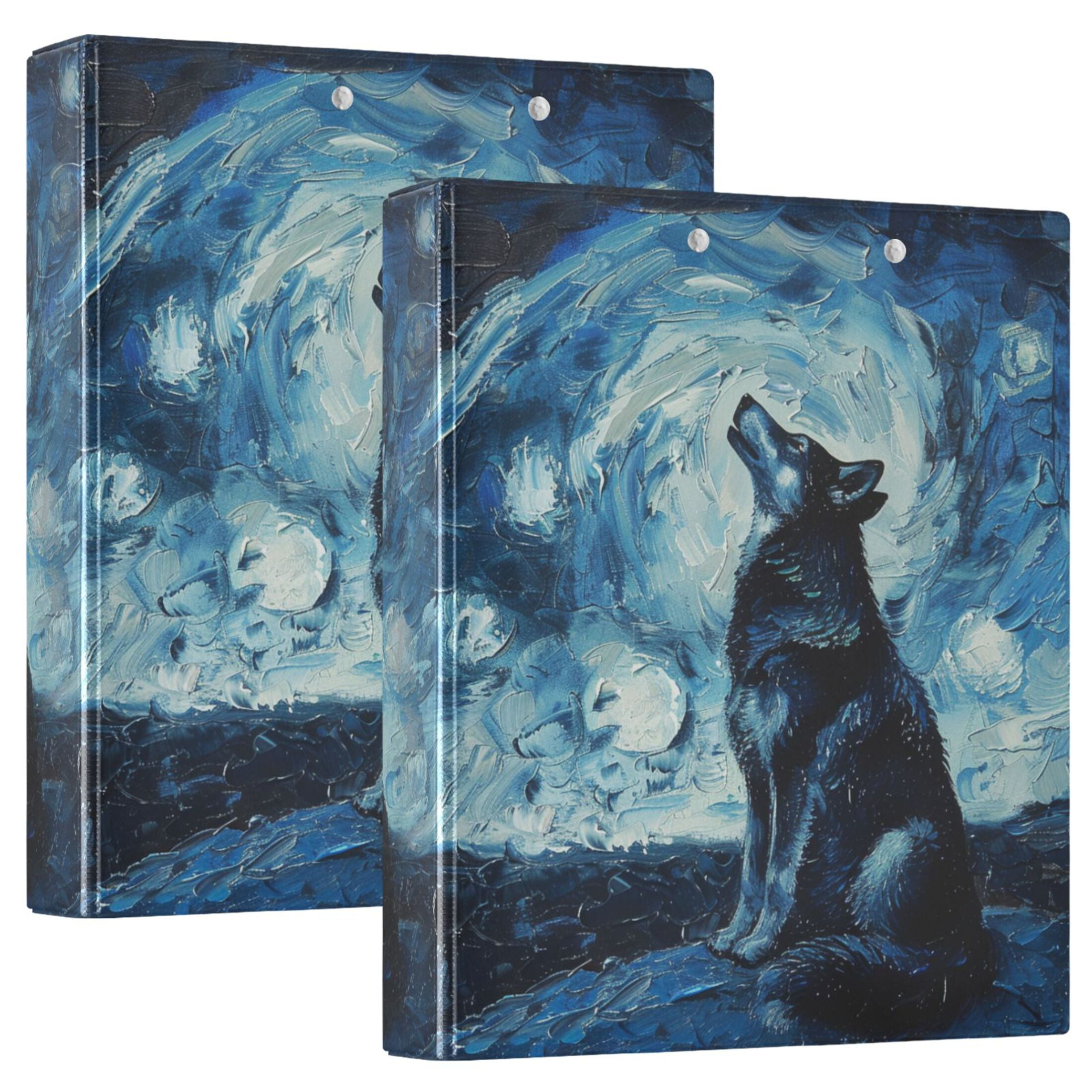 joogoo Wolf in Night Hardcover 3 Ring Binder 1.5" Round Rings Interior ...