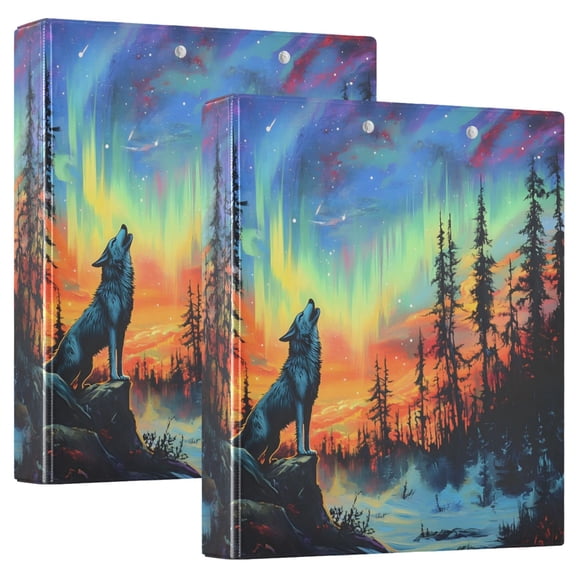 ALAZA Wolf at Sunset Hardcover 3 Ring Binder 1.5" D-Rings with Interior ...