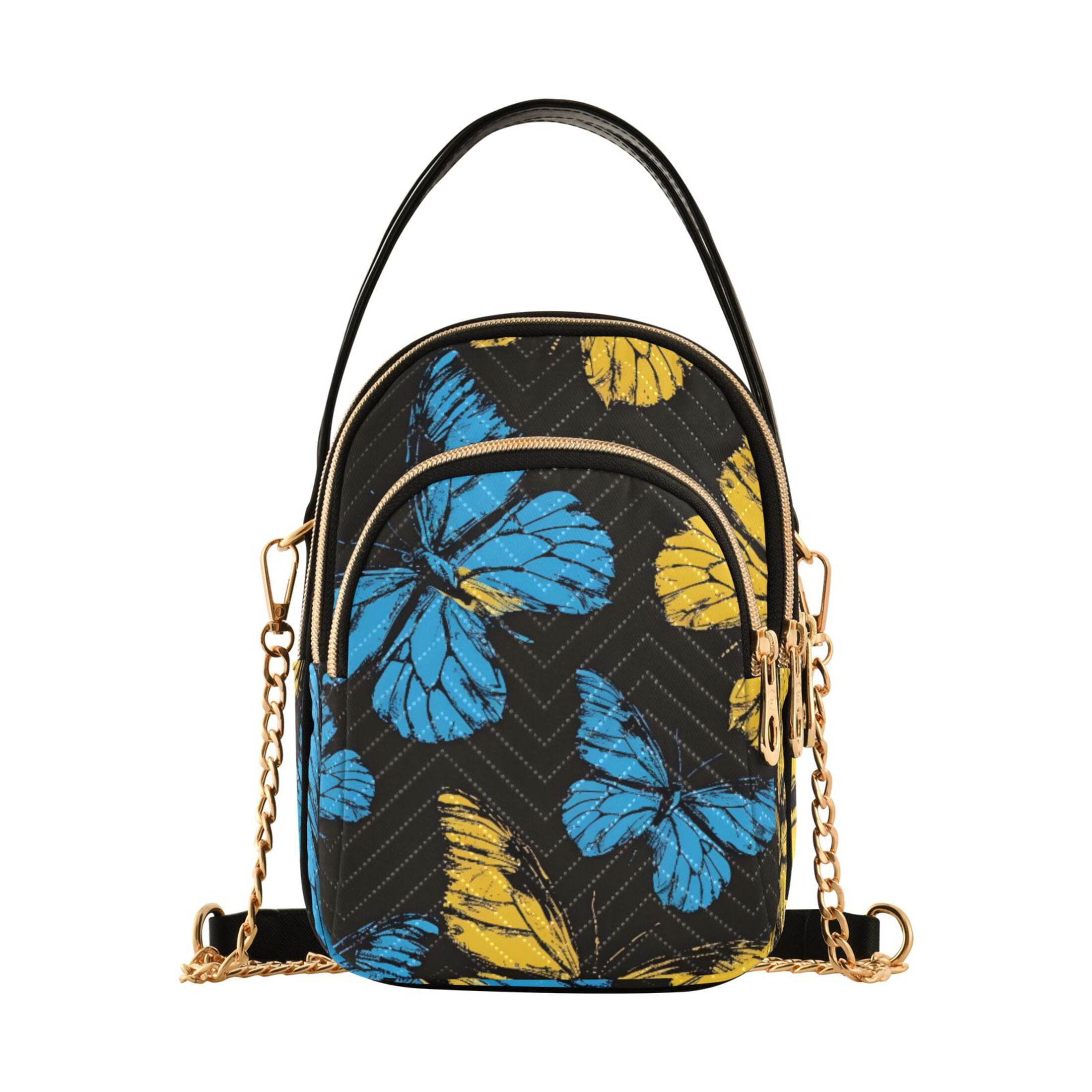 joogoo Women Blue and Yellow Butterflies Chain Crossbody Bags Shoulder ...
