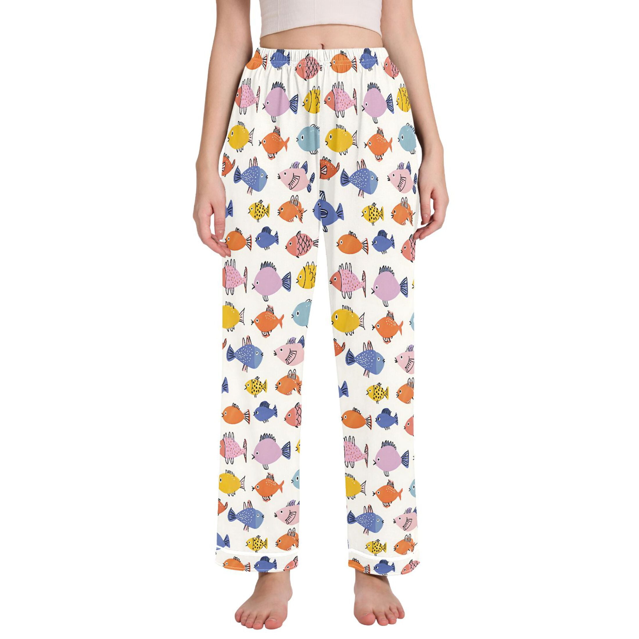 joogoo Women Colorful Cartoon Fish Pajamas Pants Lounge Bottoms Pjs ...