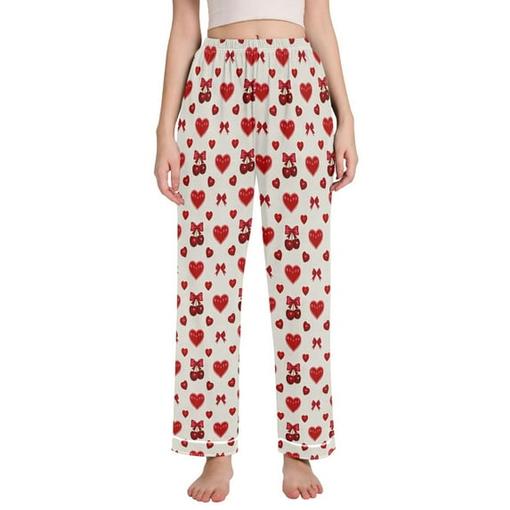 joogoo Women Hearts Cherry Pajamas Pants Lounge Bottoms Pjs with Pockets M - Walmart.com