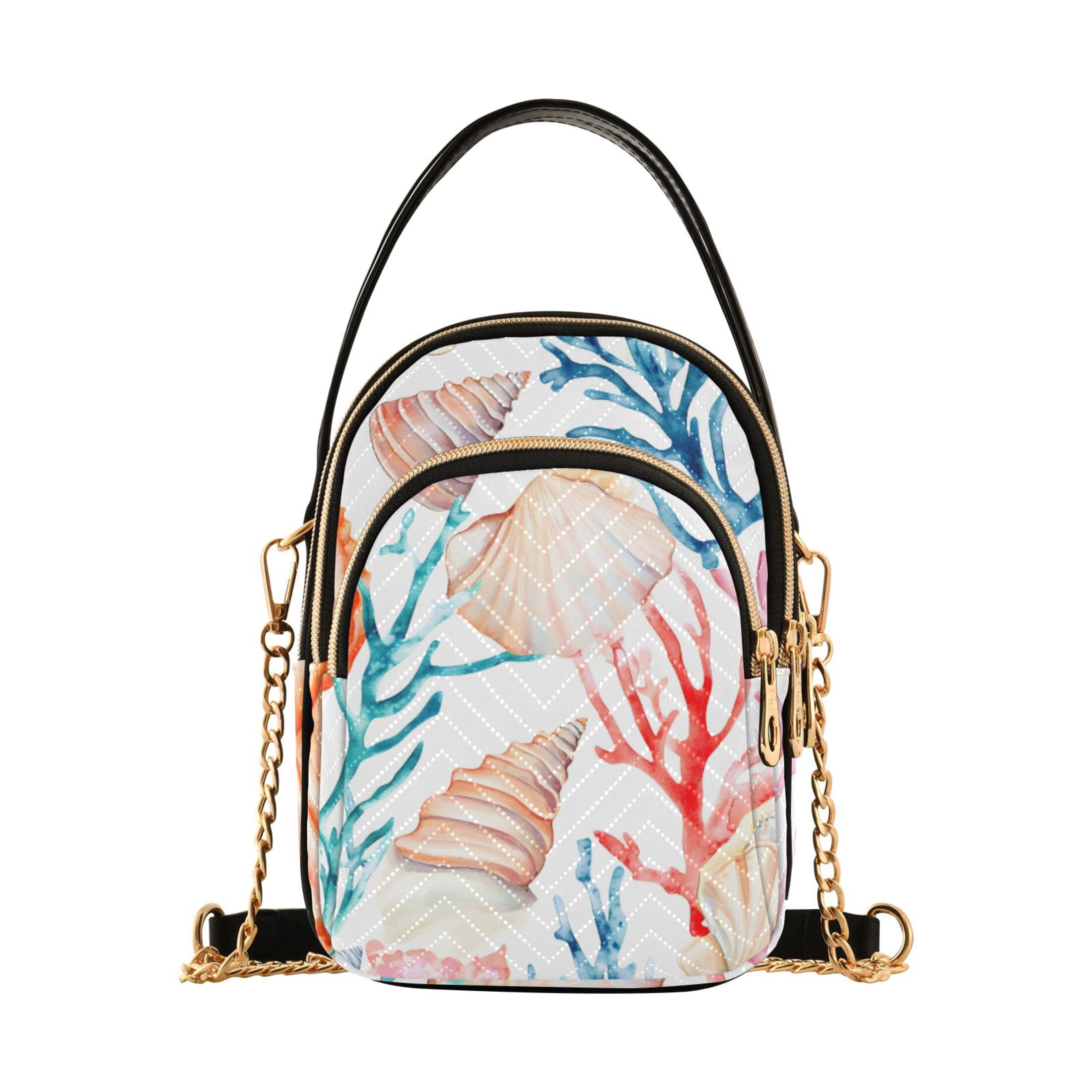 joogoo Women Watercolor Seashell Coral Chain Crossbody Bags Shoulder ...