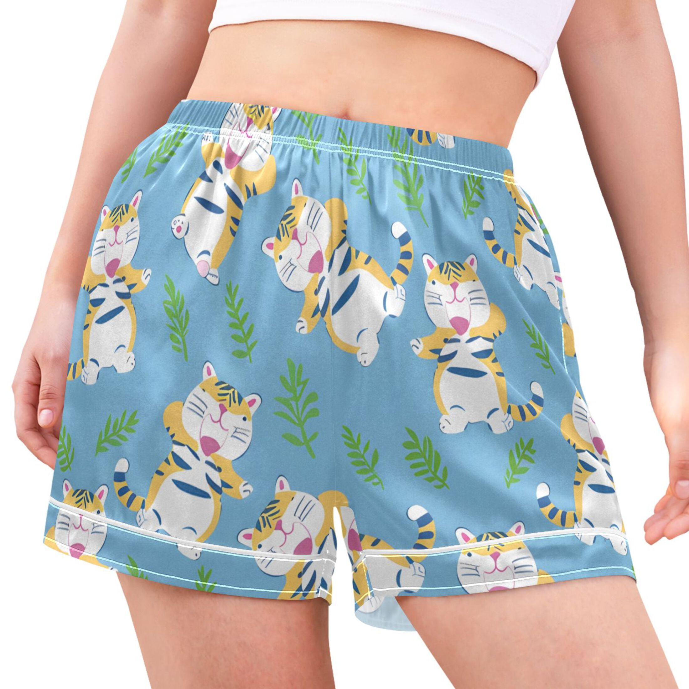 joogoo Women's Pajama Lounge Shorts Cartoon Tigers Bottoms Sleep Short ...