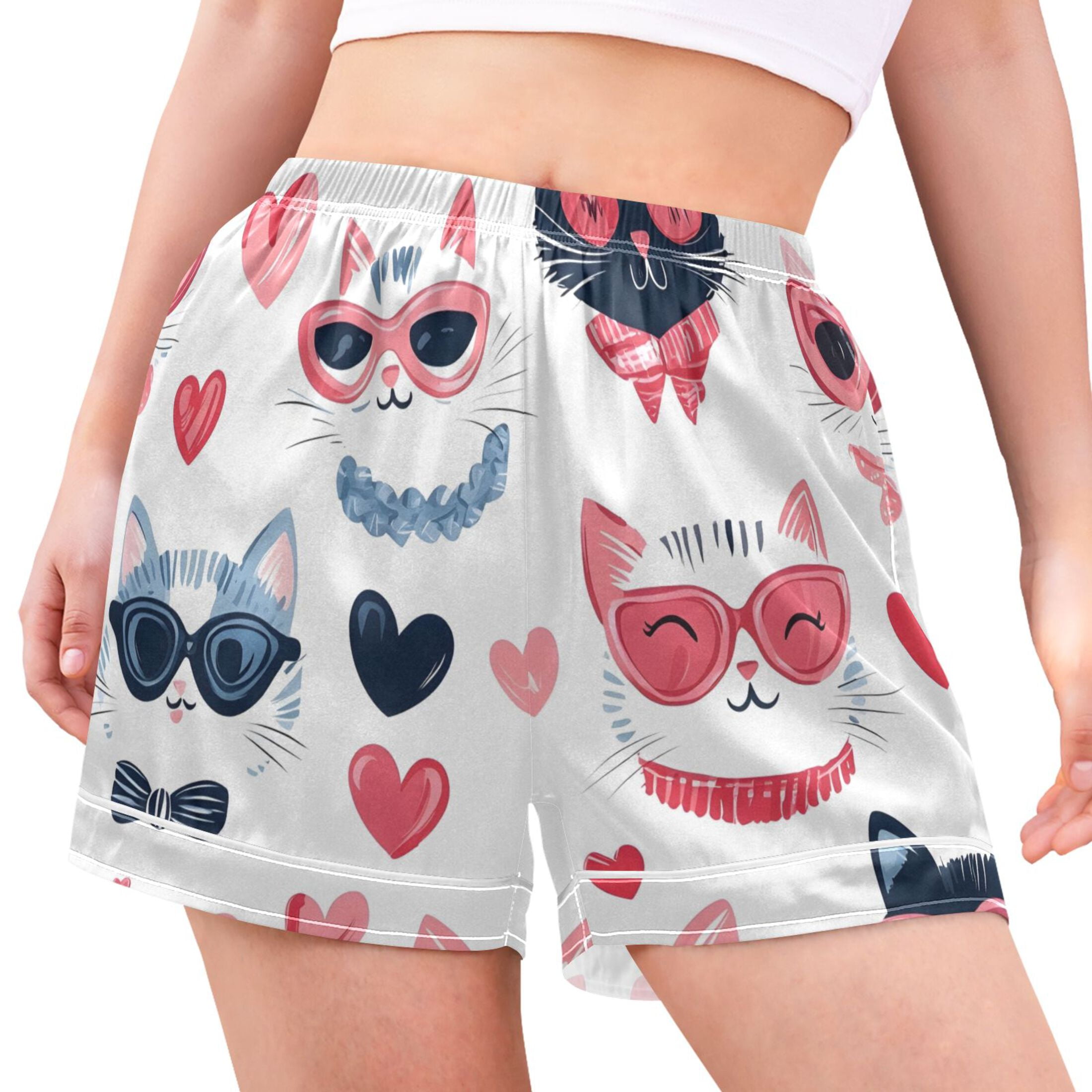 joogoo Women's Pajama Lounge Shorts Cat Cartoon Bottoms Sleep Short S ...