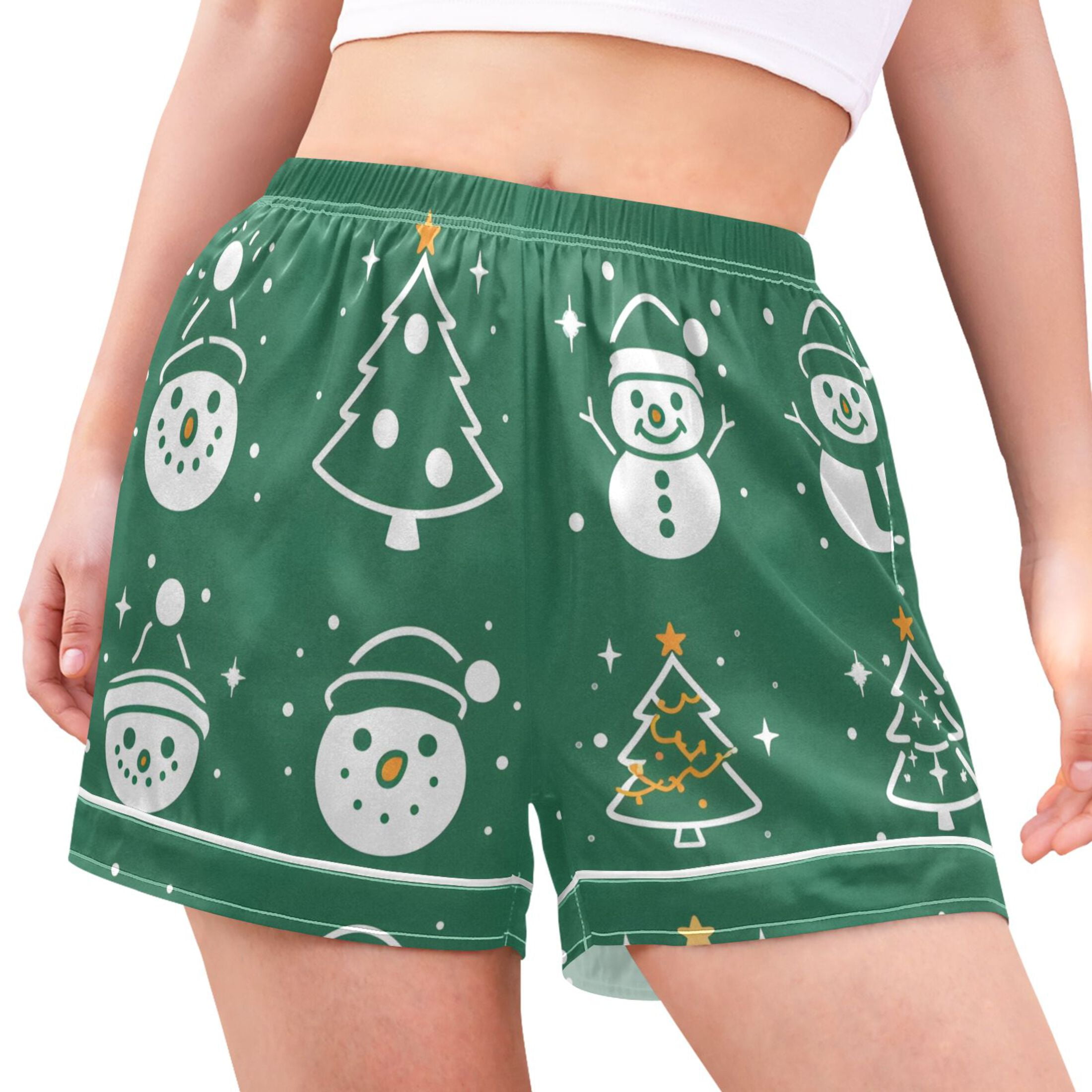 joogoo Women's Pajama Lounge Shorts Christmas Snowmans Tree Bottoms ...