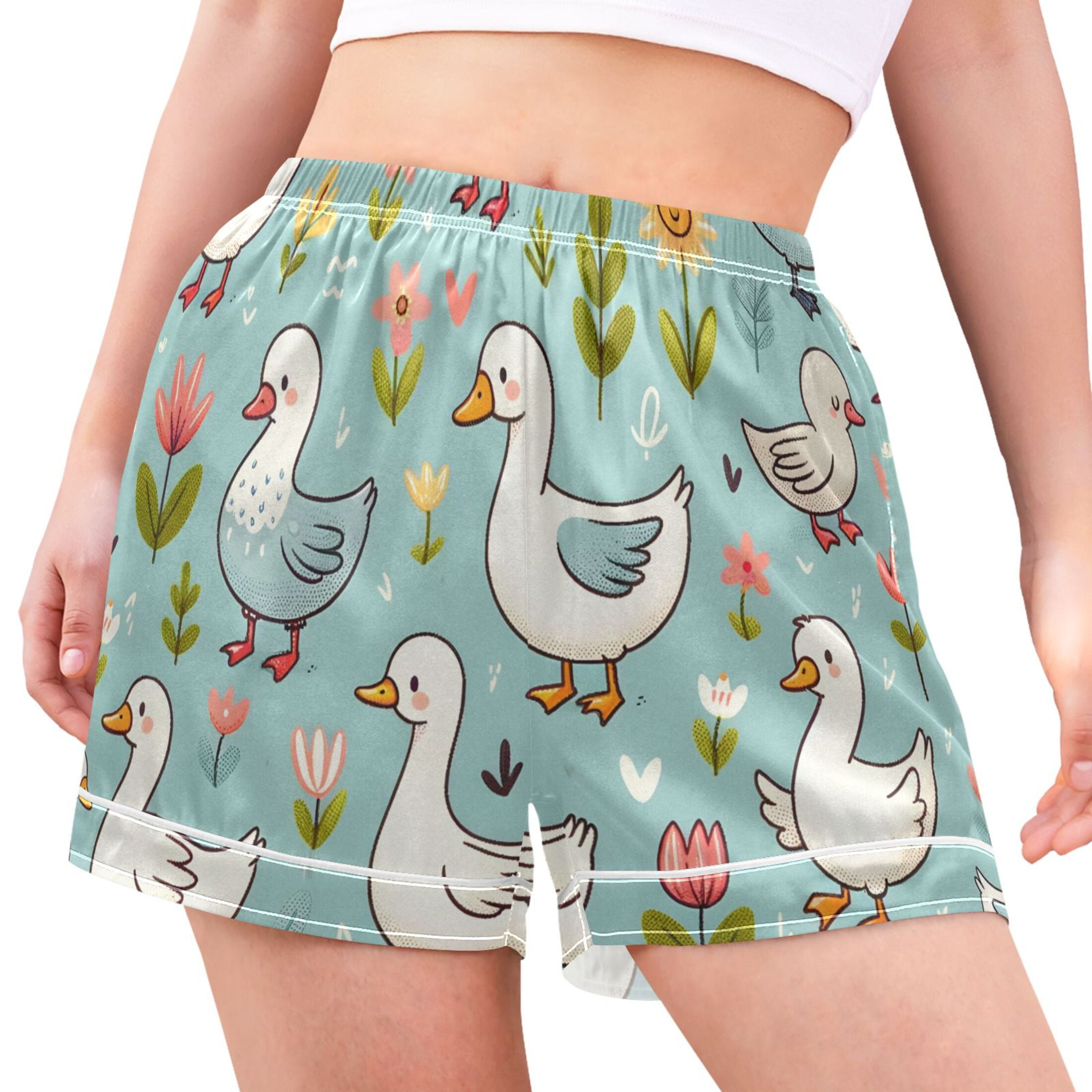 joogoo Women's Pajama Lounge Shorts Cute Cartoon Goose Bottoms Sleep ...