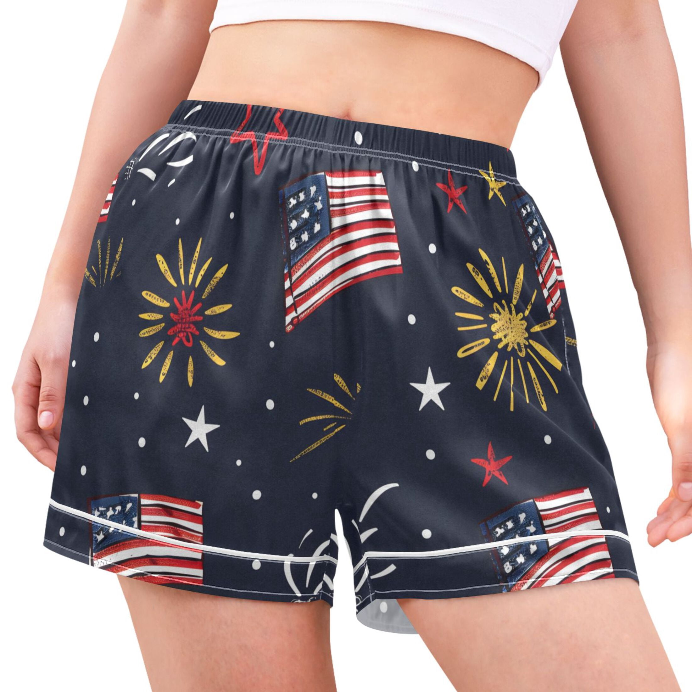 joogoo Women's Pajama Lounge Shorts Flags Star Bottoms Sleep Short XXL ...