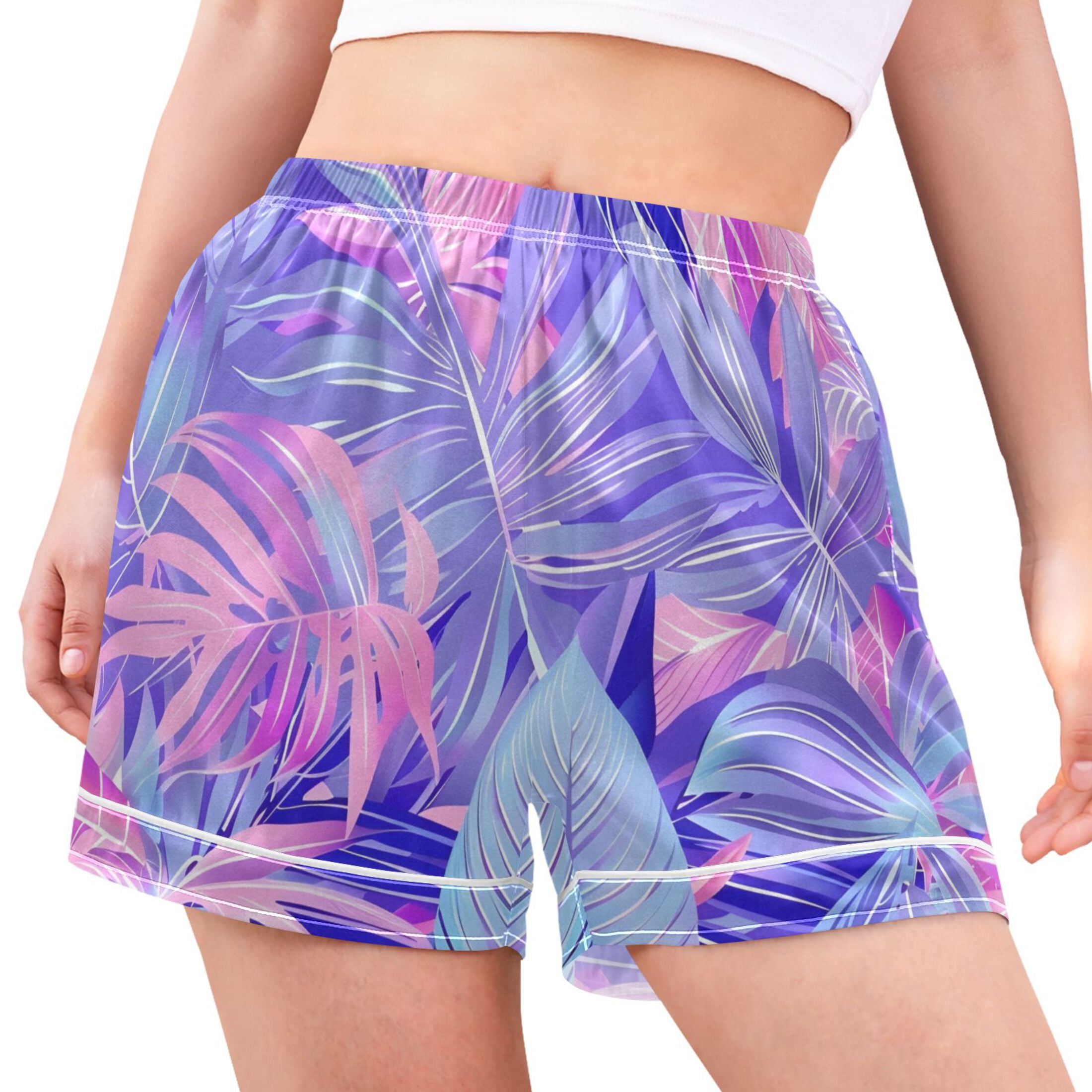 joogoo Women's Pajama Lounge Shorts Tropical Plants Leaves Bottoms ...