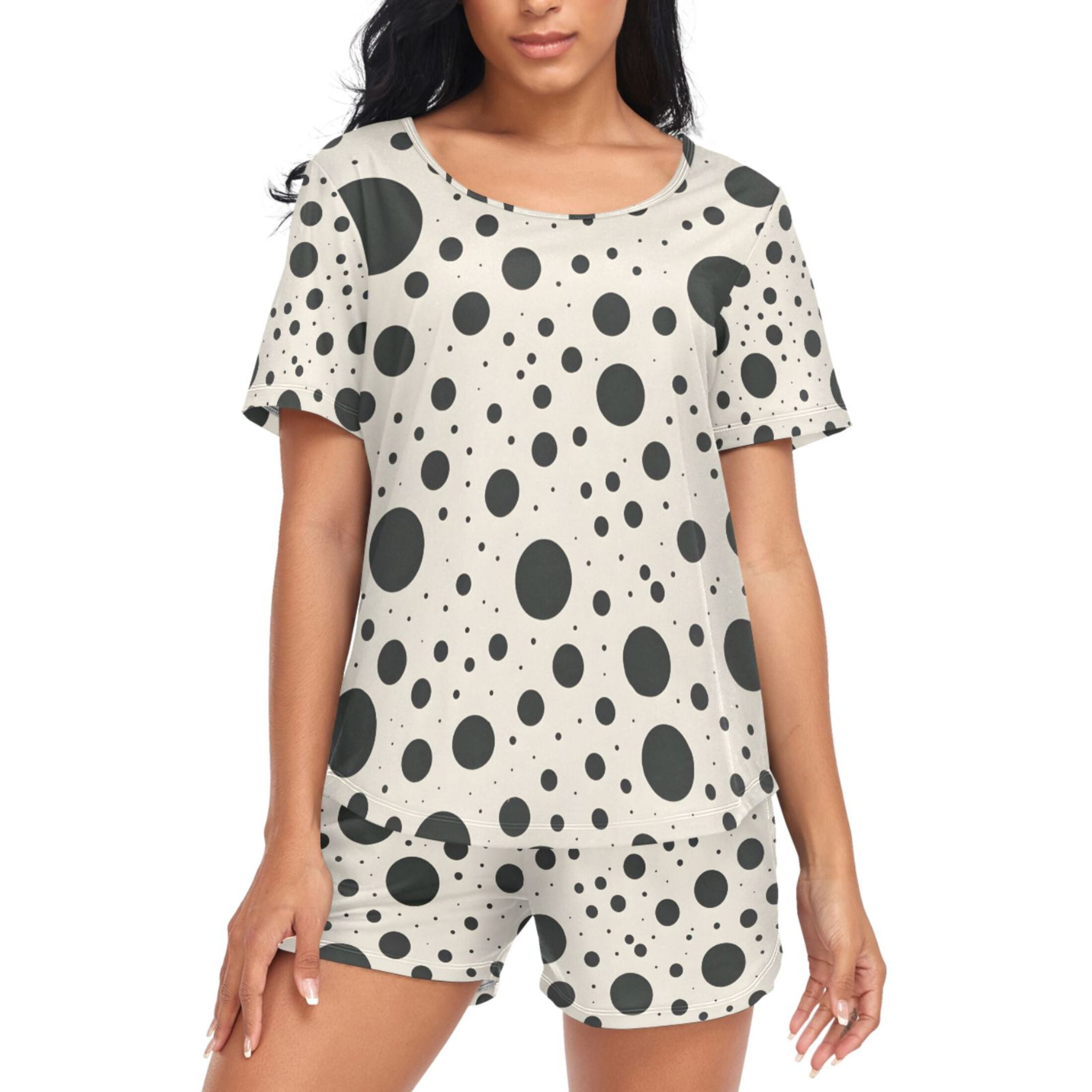 joogoo Women's Pajama Set Polka Dots Short Sleepwear Loungewear with Pockets M - Walmart.com