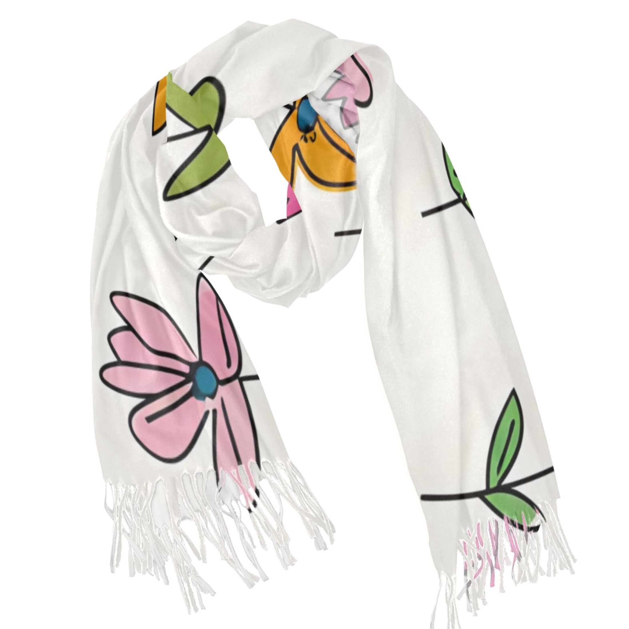 joogoo Women's Winter Scarf Soft Long Shawl Cute Floral Large Scarves ...