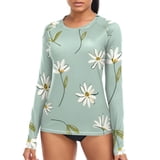 joogoo Womens UPF 50+ Rash Guard Daisy Floral Pattern Long Sleeve UV ...