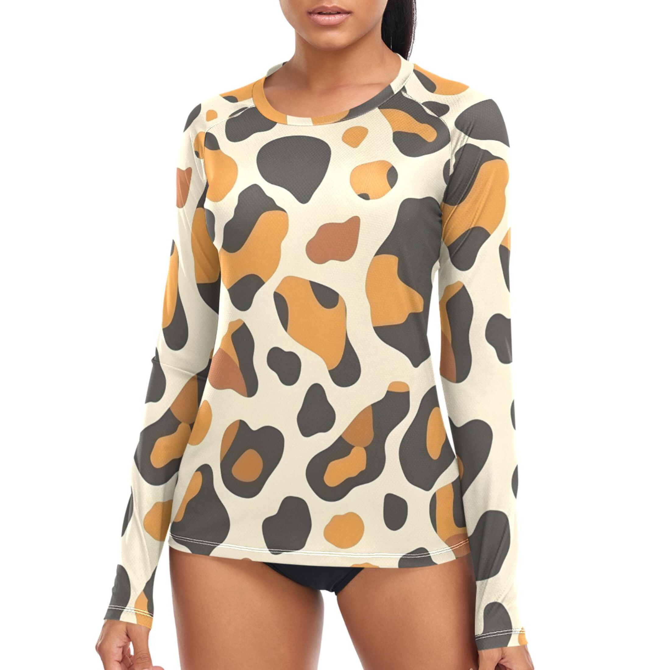 joogoo Womens UPF 50+ Sun Shirts Leopard Print Long Sleeve UV ...