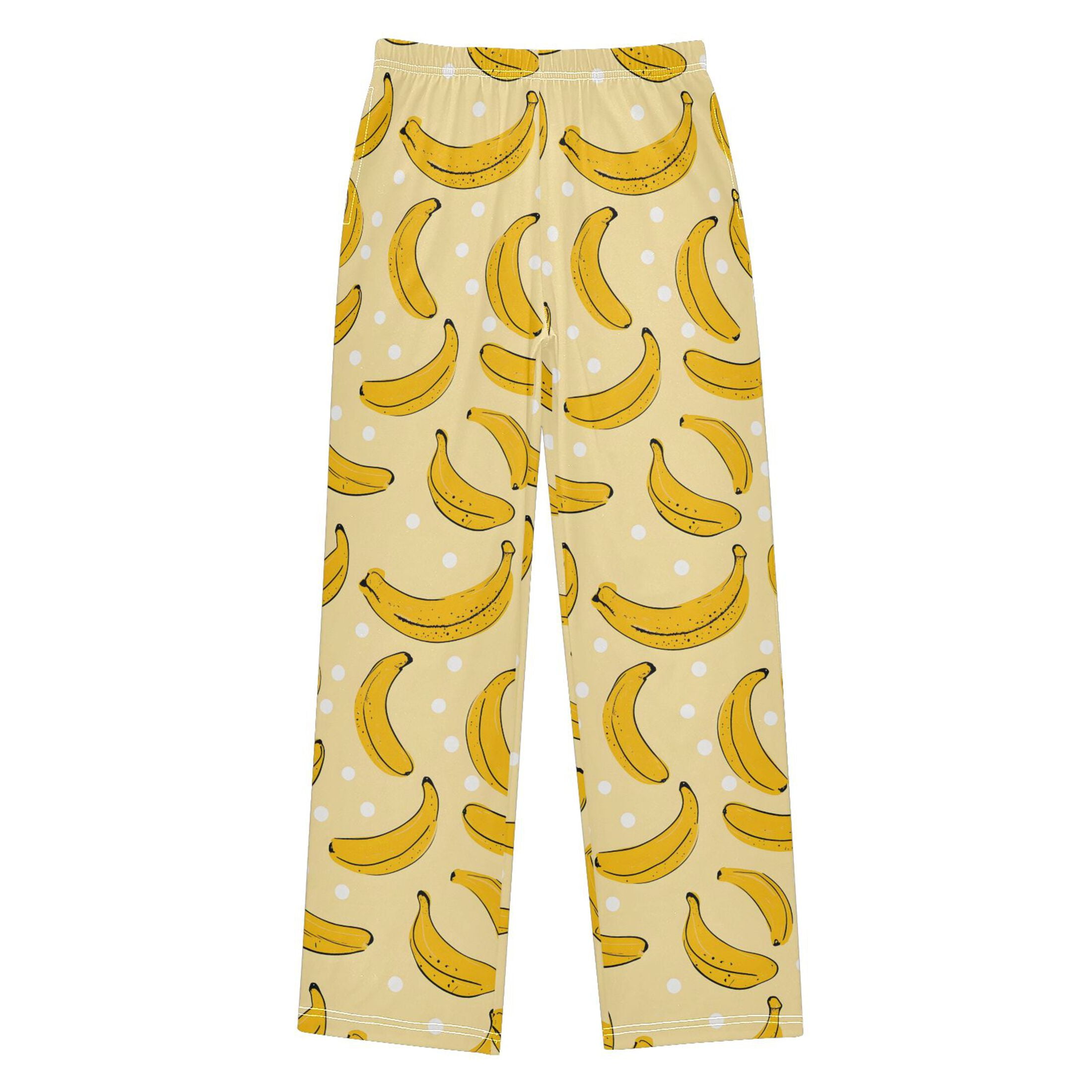 joogoo Yellow Bananas White Dots Pattern Pajama Pants Pj Bottoms ...