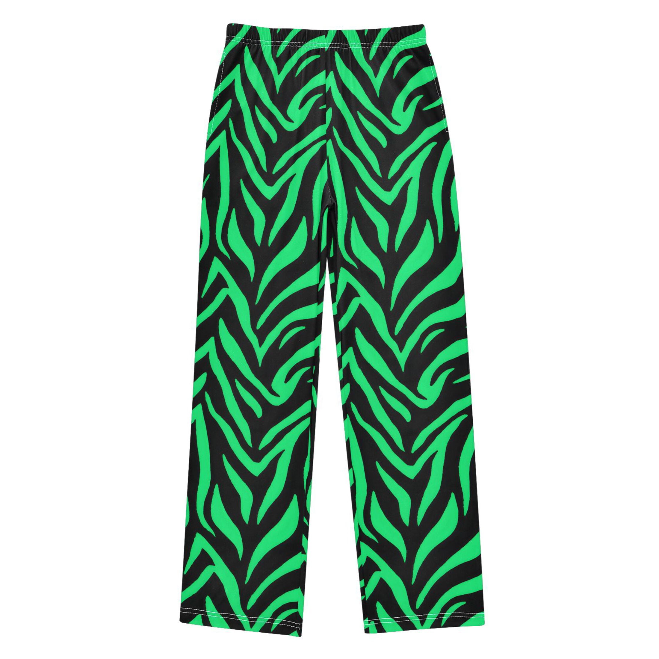 joogoo Zebra Stripes Green Pajama Pants Pj Bottoms Sleepwear Lounge XL ...